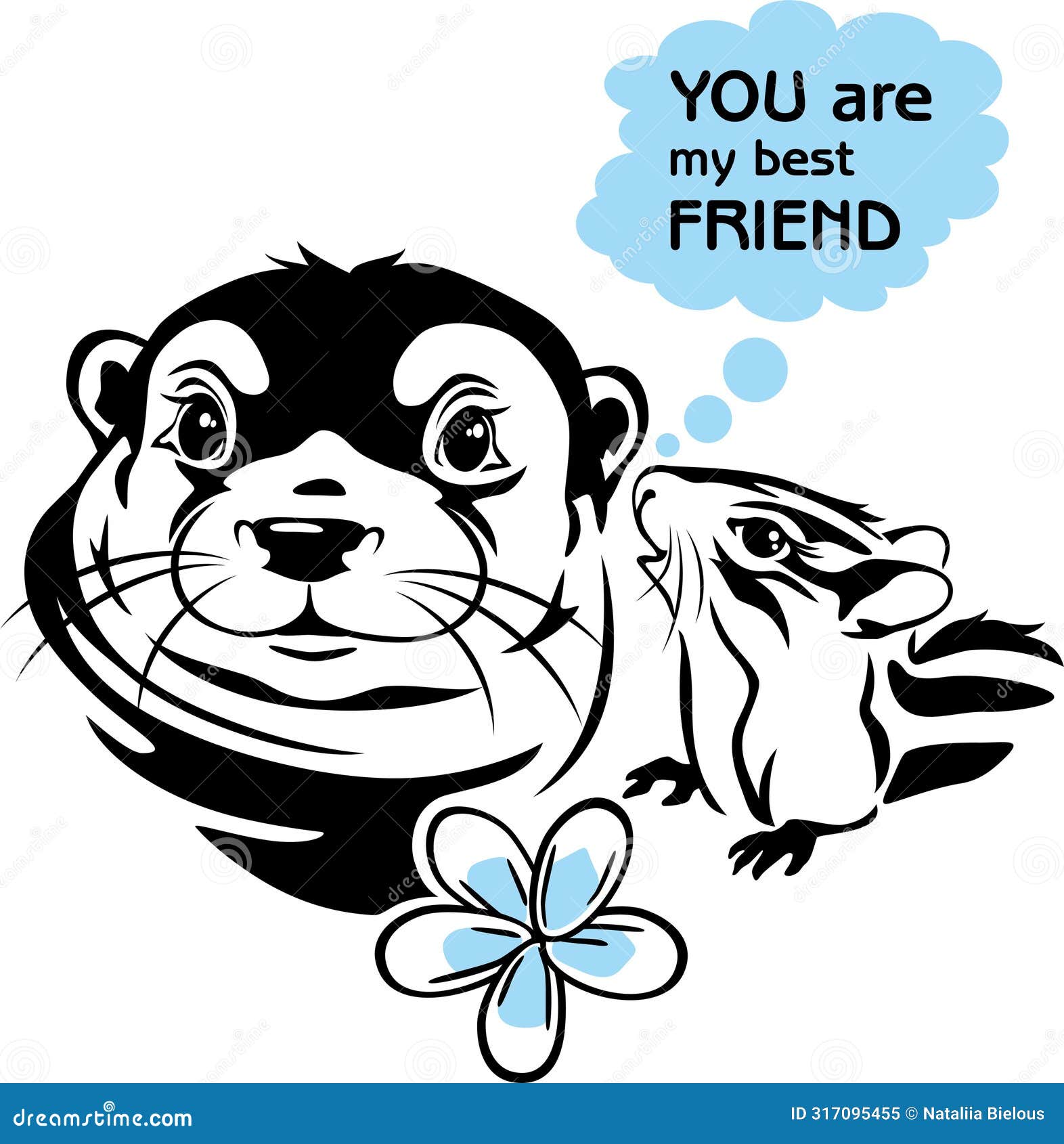 Otter and Chipmunk are Best Friends Stock Vector - Illustration of ...