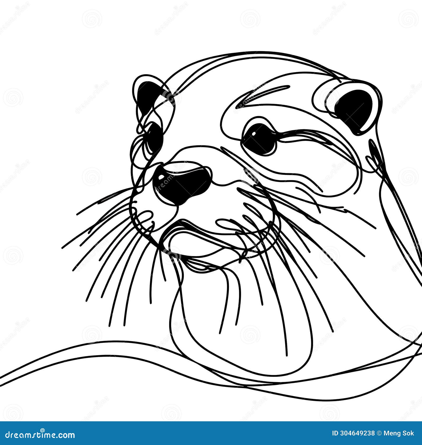An Otter, Depicted in a Simple Outline, Stands Out As Cute and Lovable ...