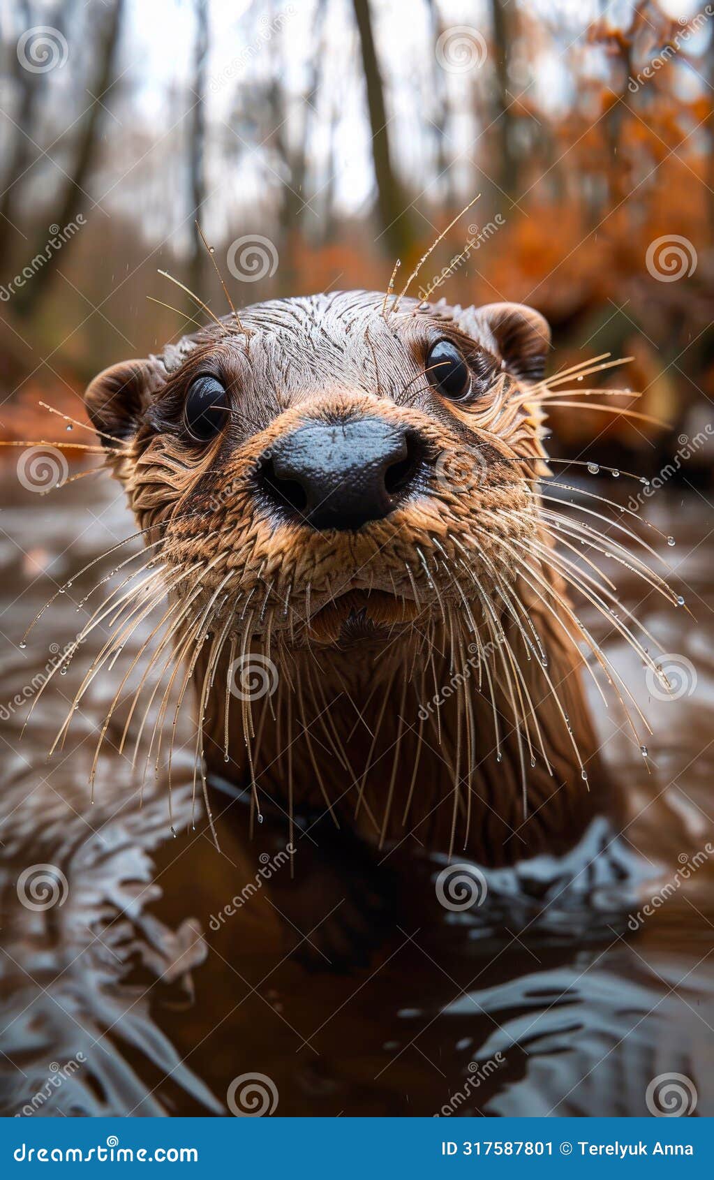Otter Looking at the Camera. a European Otter, Stock Image - Image of ...