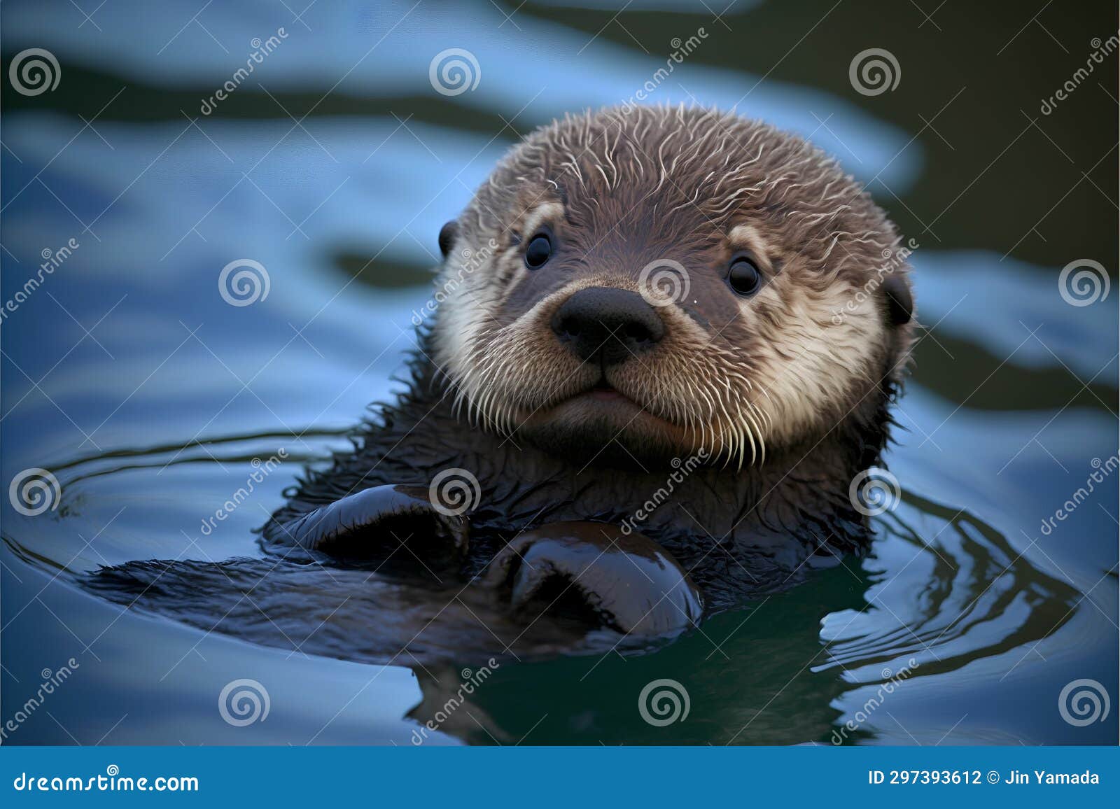 Otter Swimming in the Water with a Beautiful Expression on His Face ...