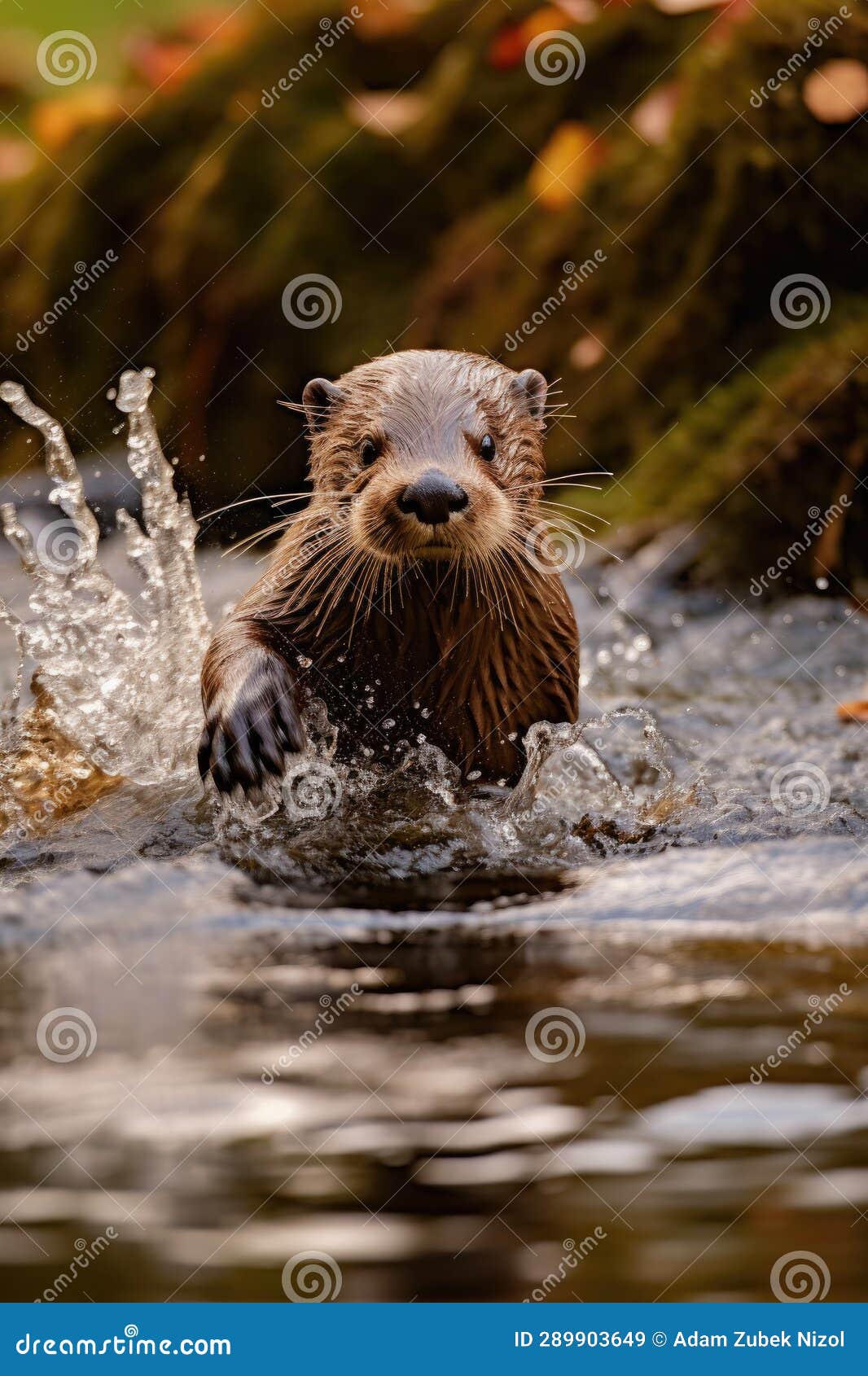 An Otter in Water with Water Splashing Stock Illustration ...