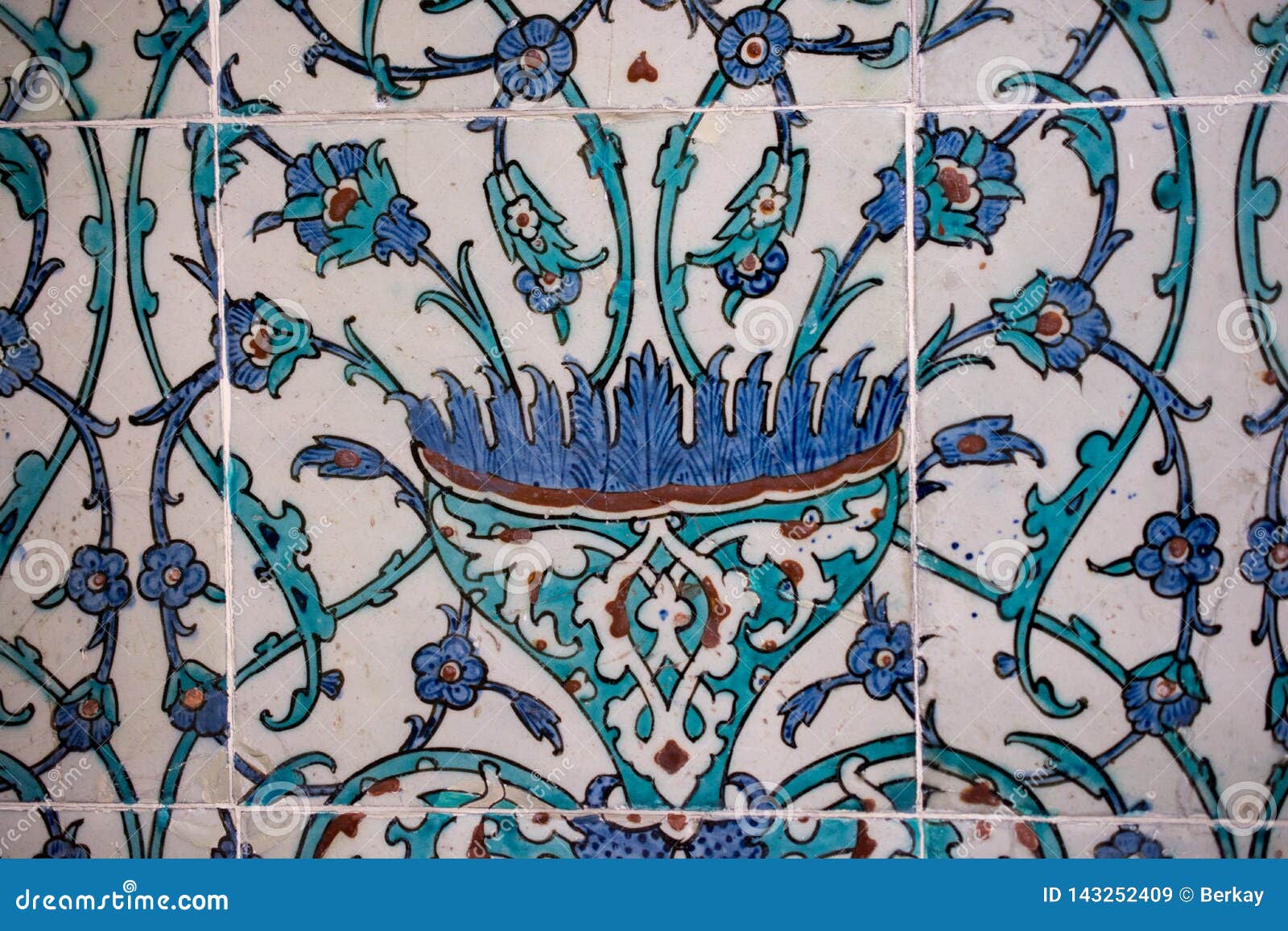 Ottoman Ancient Handmade Turkish Tiles Stock Image - Image of handmade ...