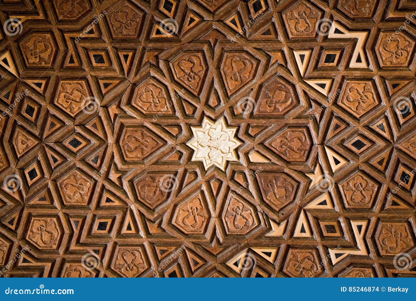 Ottoman Art in Geometric Patterns on Wood Stock Photo - Image of ...