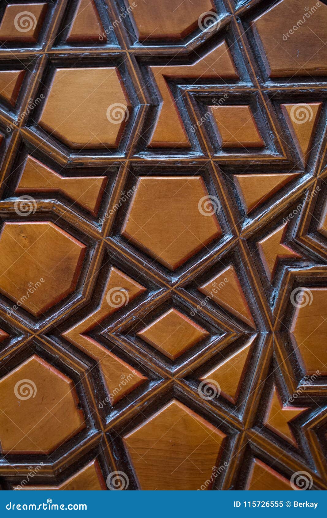Ottoman Art with Geometric Patterns on Wood Stock Image - Image of ...