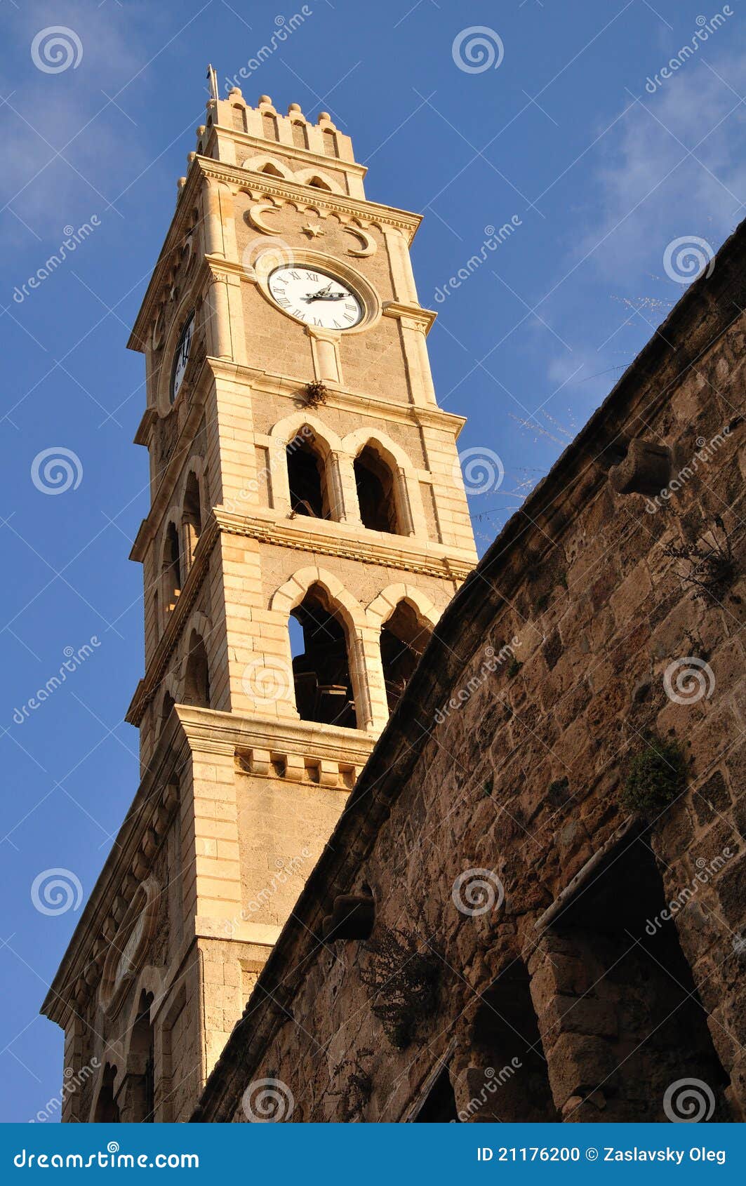 Ottoman clocktower. stock photo. Image of akko, ancient - 21176200