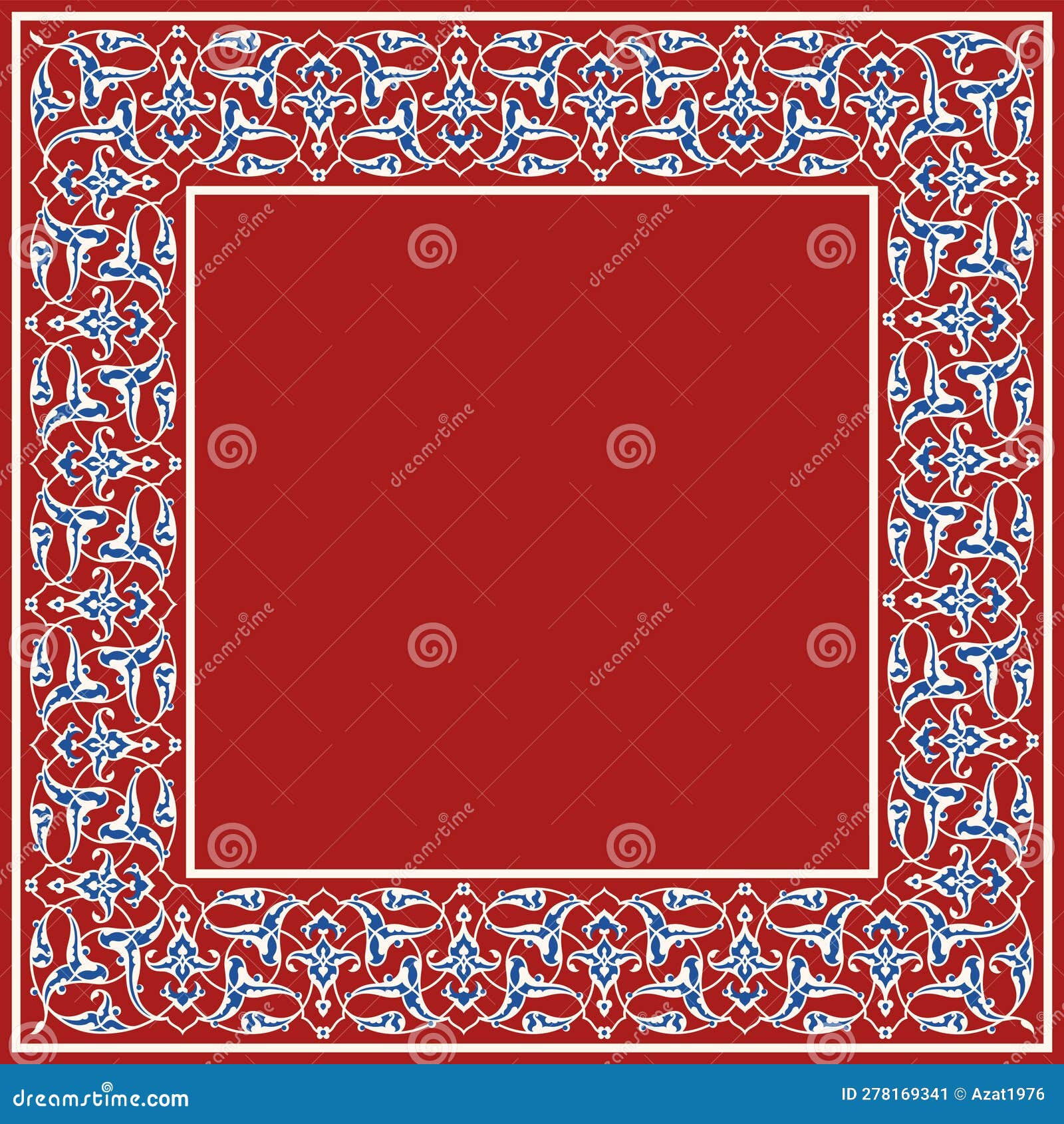 Rectangle Turkish Floral Frame for Your Design. Traditional Islamic ...