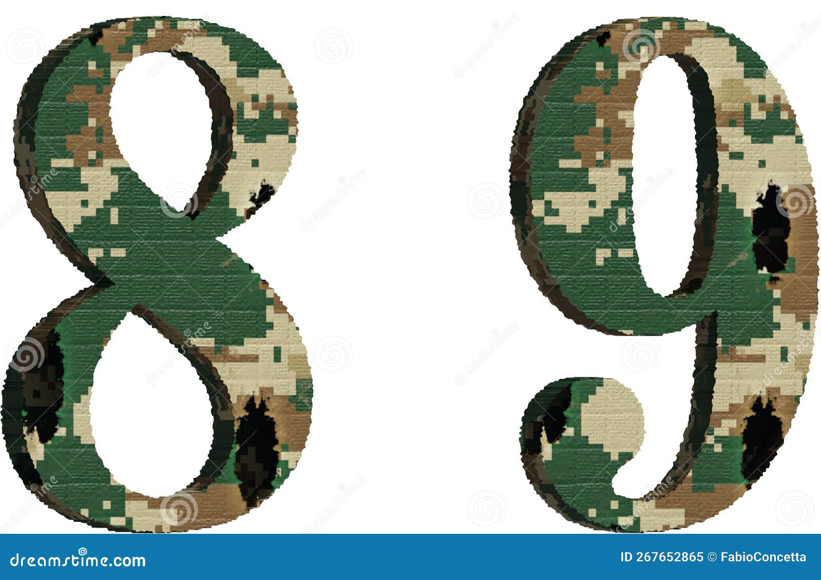 Abstract Font Alphabet with Military Camouflage Texture Pair of Numbers ...
