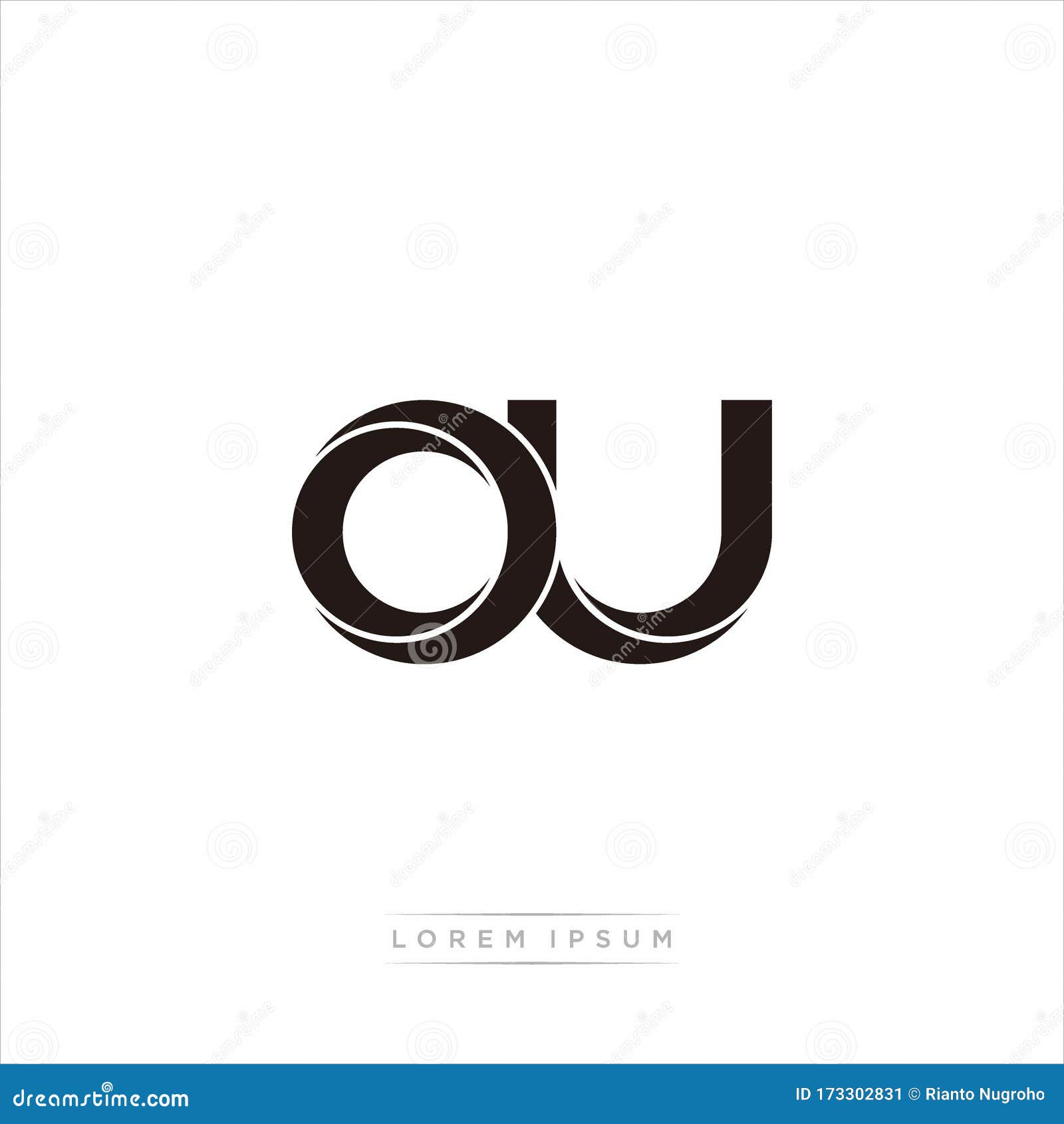 Ou Initial Letter Split Lowercase Modern Monogram Linked Outline ...