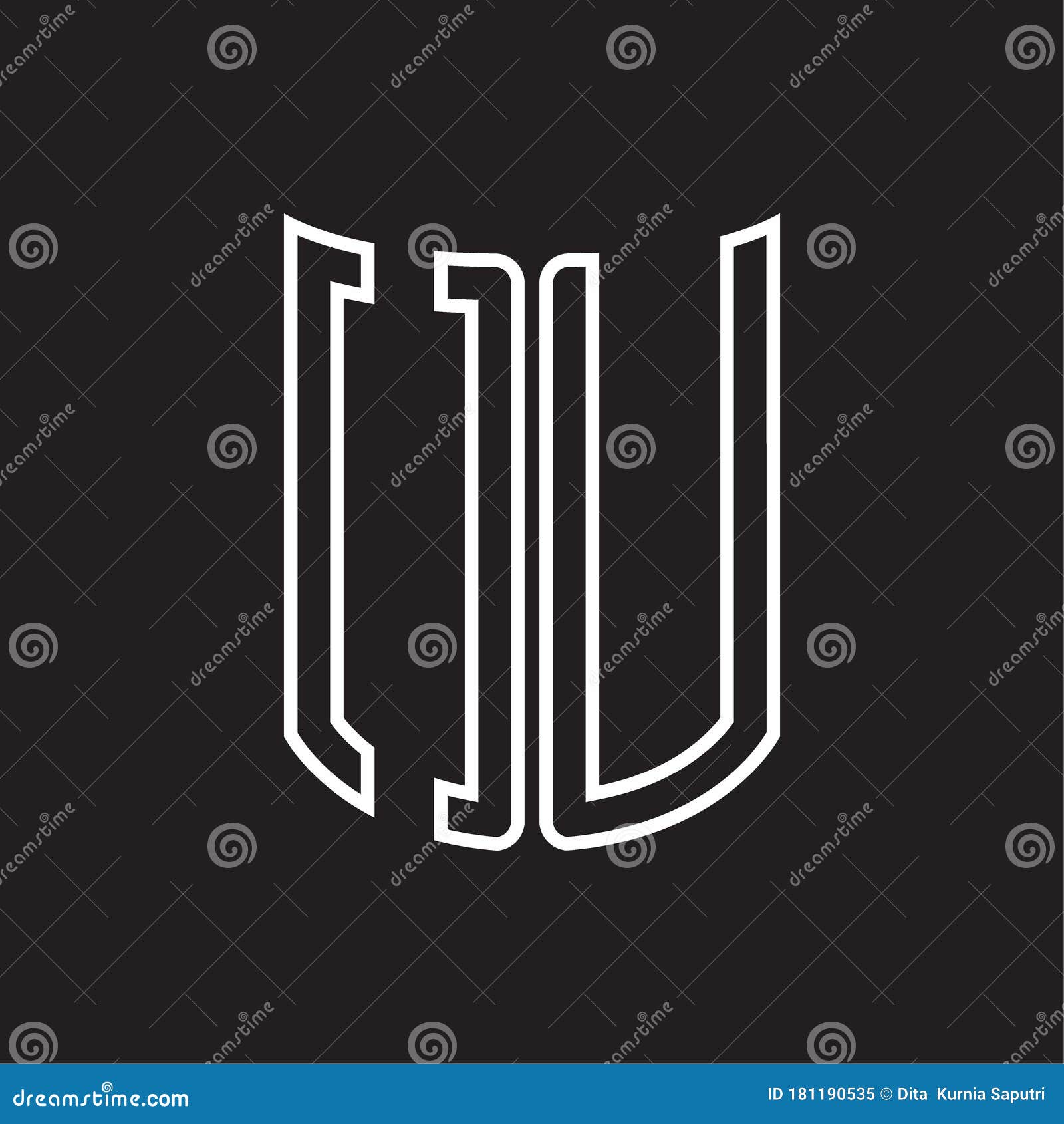 OU Logo Monogram with Ribbon Style Outline Design Template Stock Vector ...