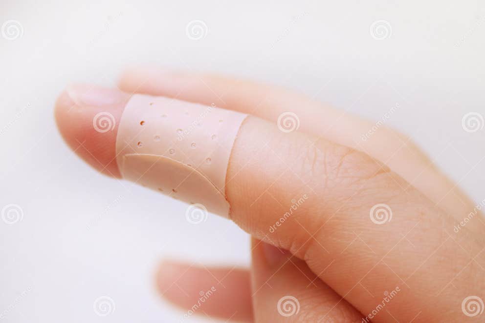 Ouch! stock image. Image of relief, pain, finger, bandage - 121105