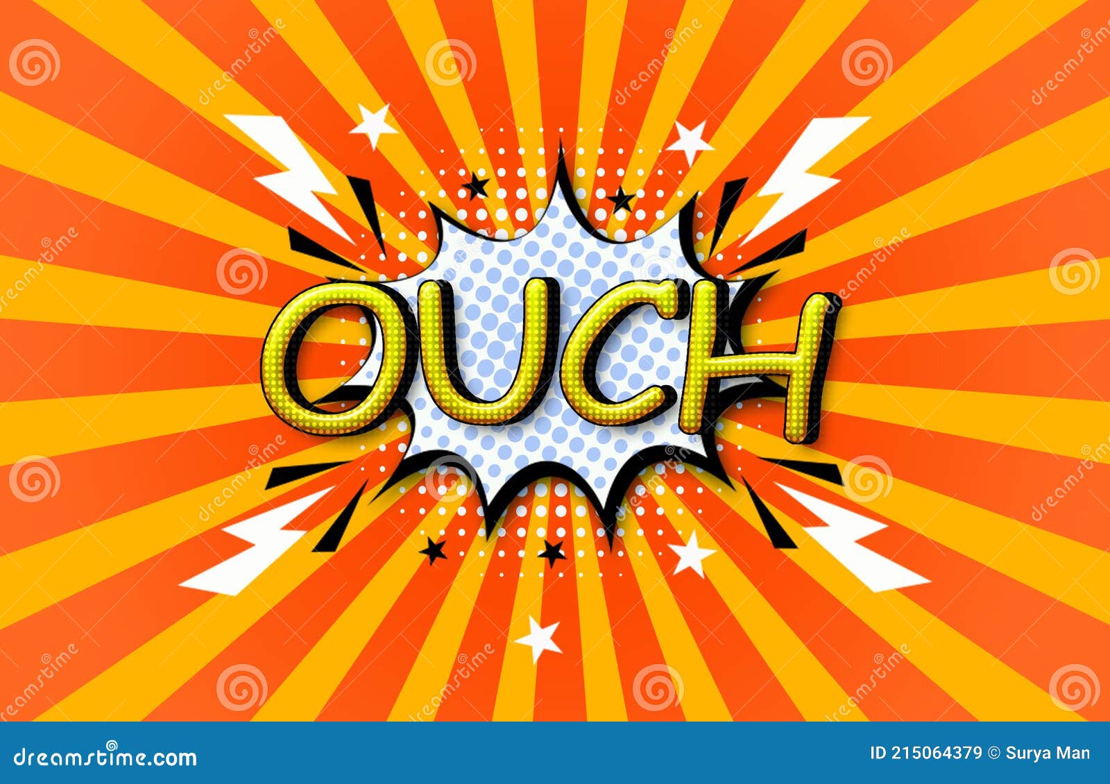 OUCH Comic Speech 3d Text Style Effect Stock Vector - Illustration of ...
