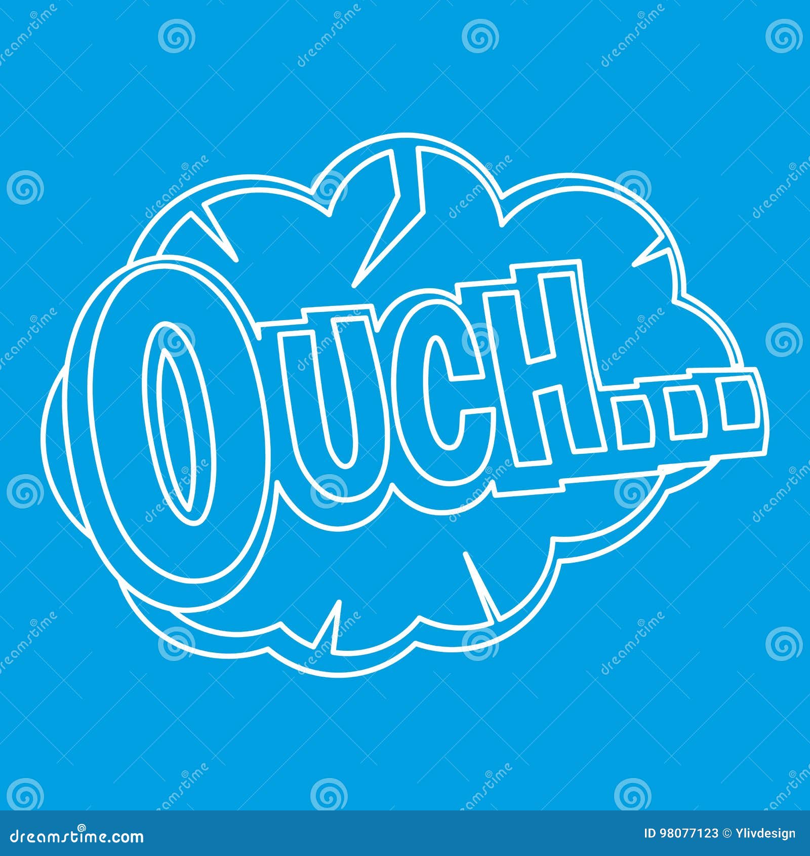 Ouch, Comic Text Speech Bubble Icon, Outline Style Stock Vector ...