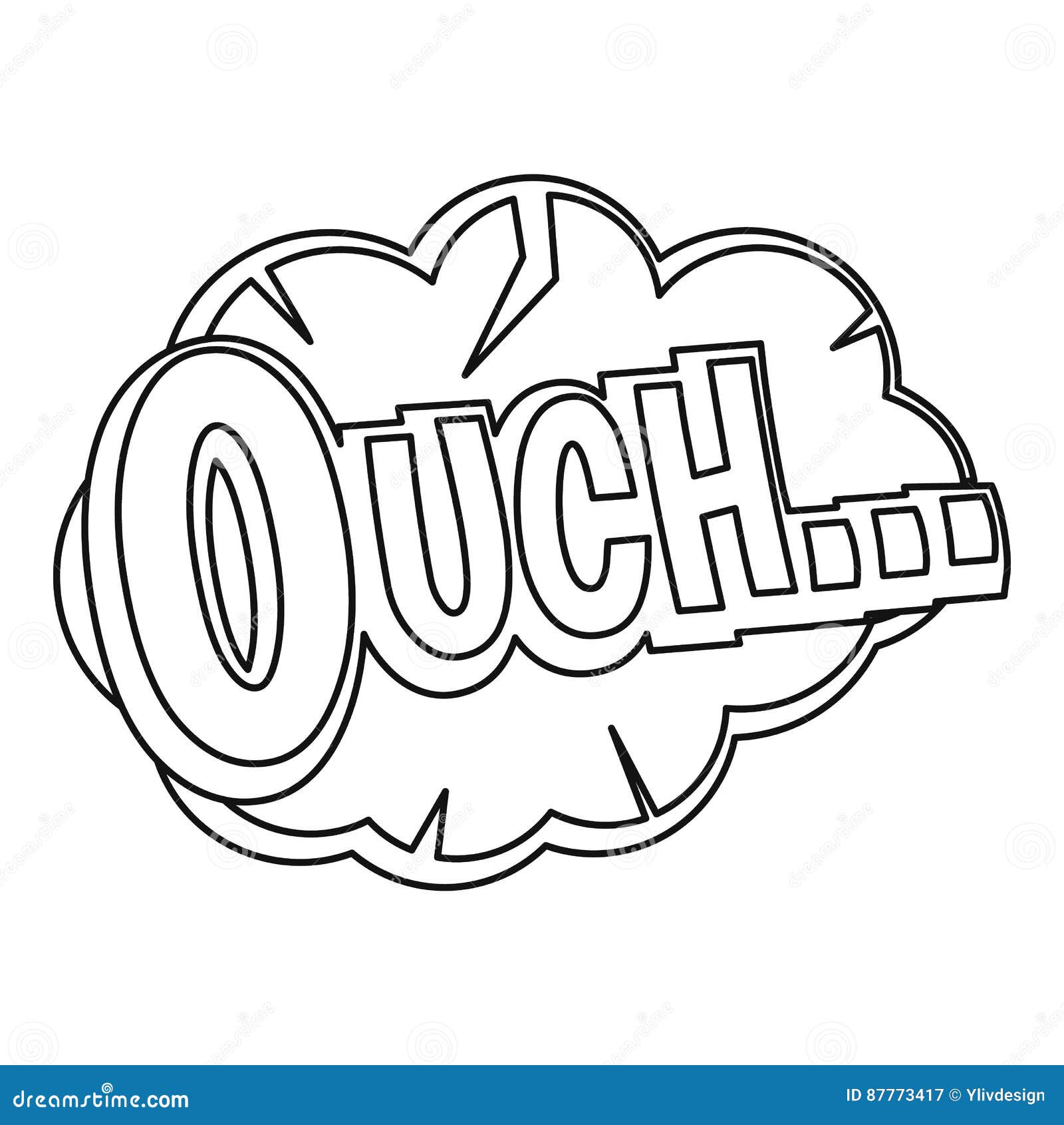 Ouch, Comic Text Speech Bubble Icon, Outline Style Stock Vector ...