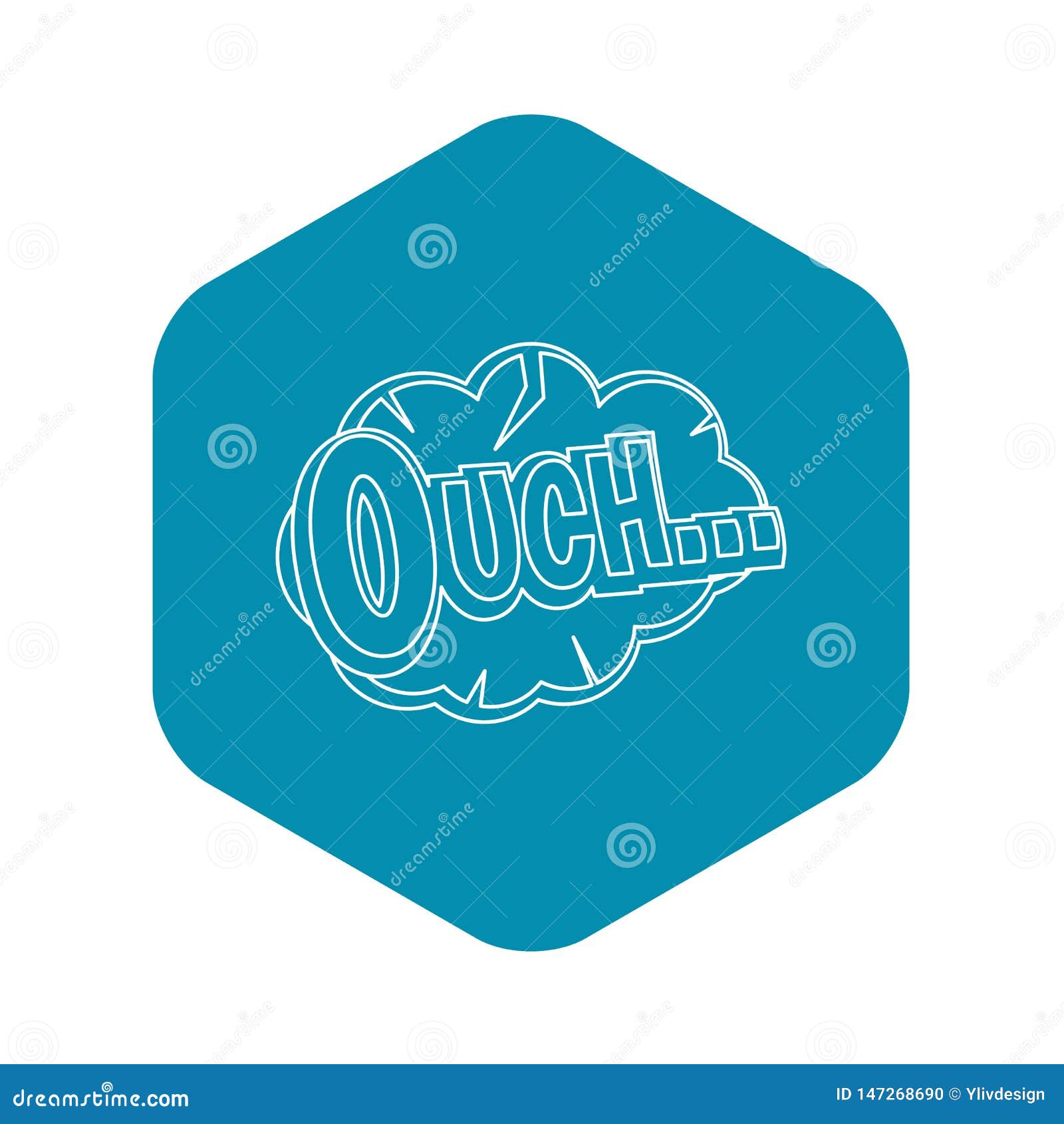 Ouch, Comic Text Speech Bubble Icon, Outline Style Stock Vector ...