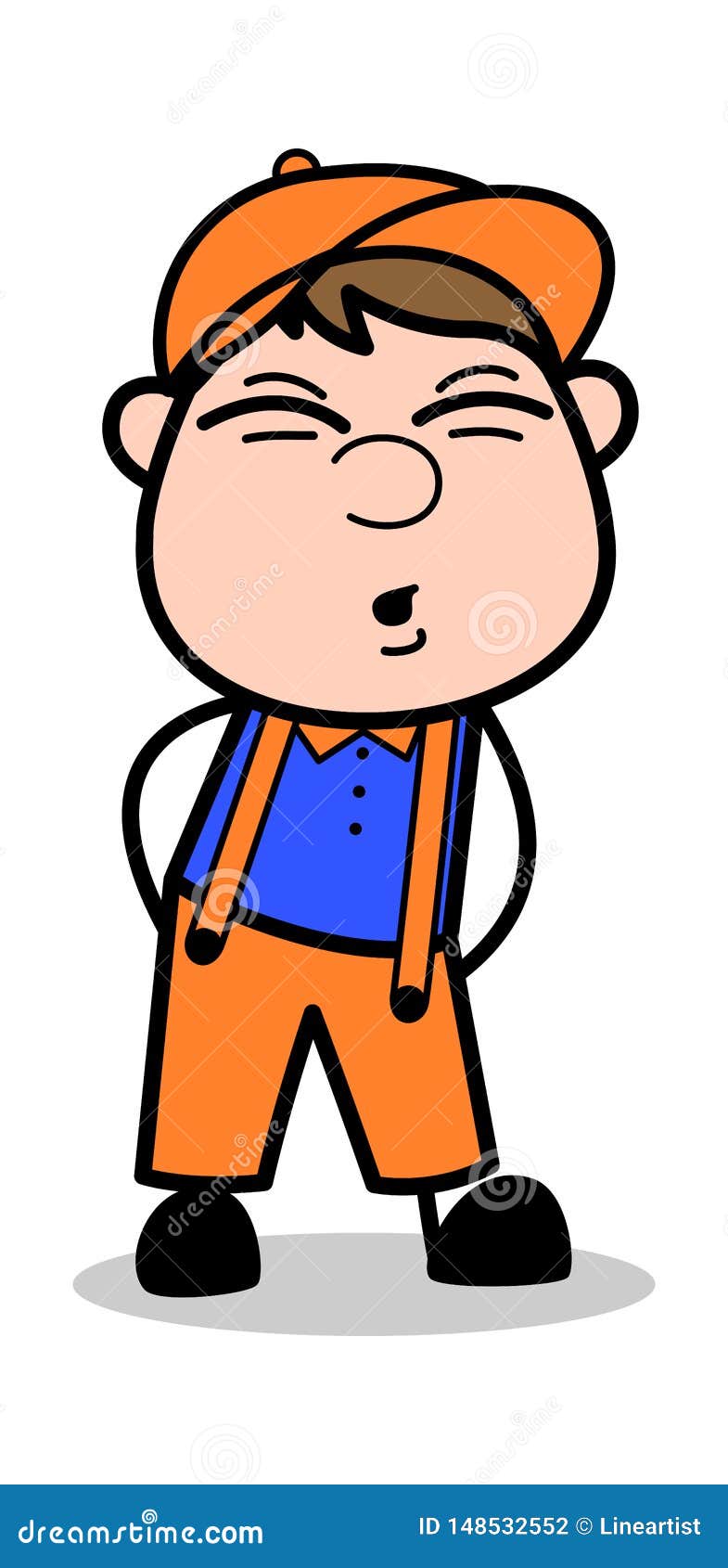 Ouch Expression - Retro Cartoon Carpenter Worker Vector Illustration ...