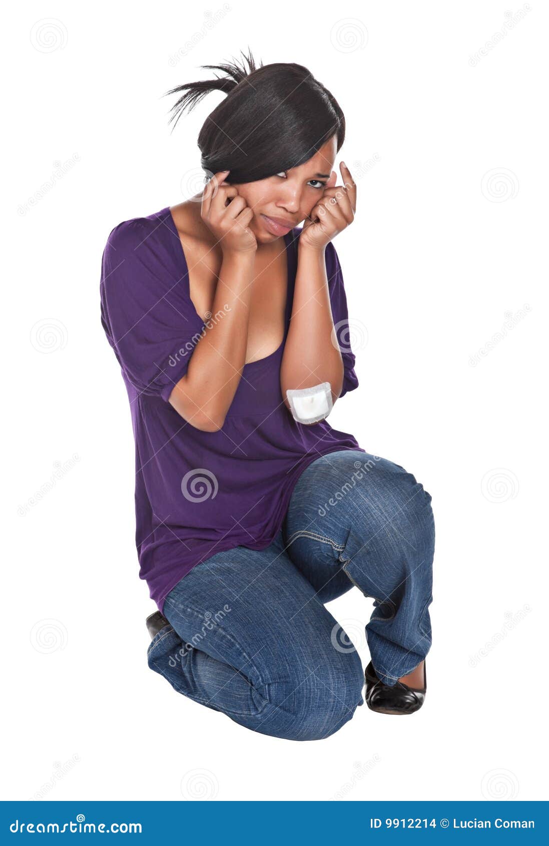 Ouch That Bad. Girl Cringe From Something Painful Or Disturbing ...