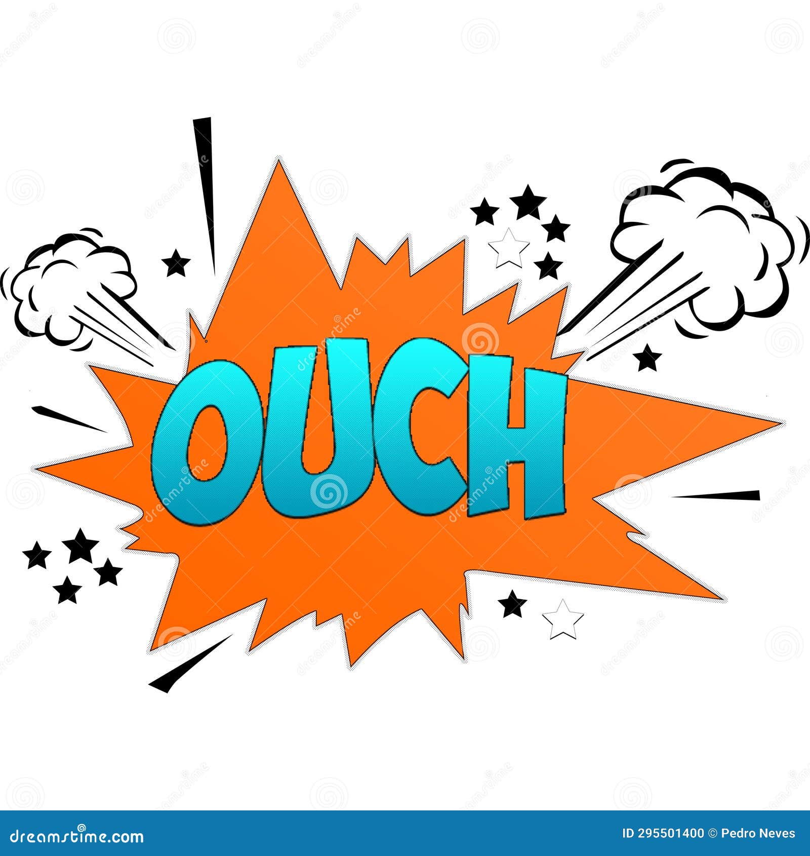 Ouch Sound Comic Book, Pop Style Dotted. Vector Cloud Halftone Ouch Pop ...