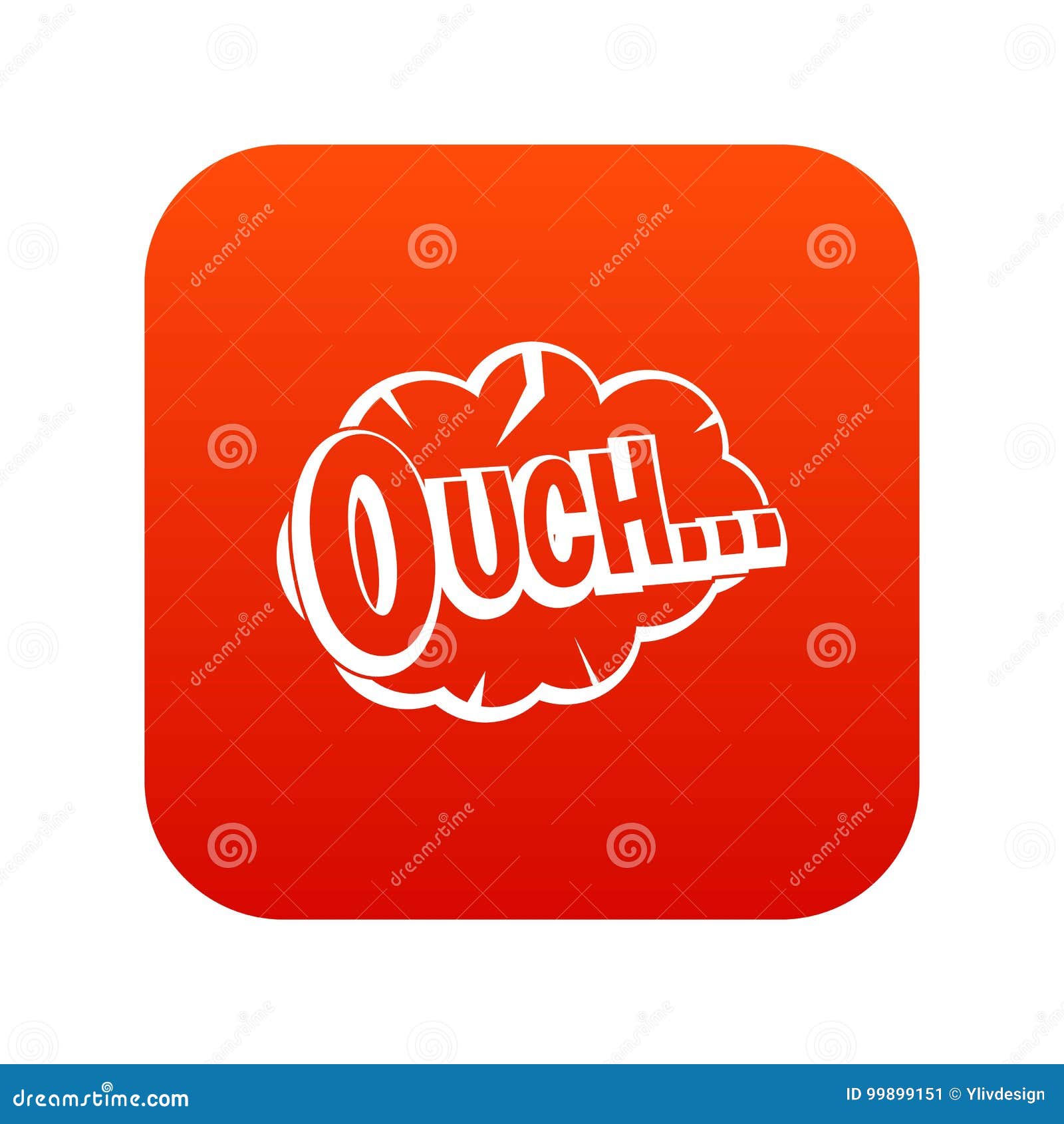 Ouch, Speech Cloud Icon Digital Red Stock Vector - Illustration of ...