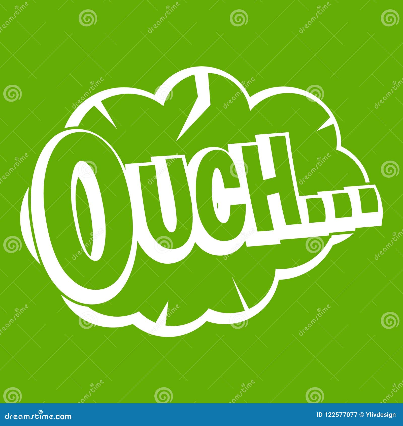Ouch, Speech Cloud Icon Green Stock Vector - Illustration of language ...