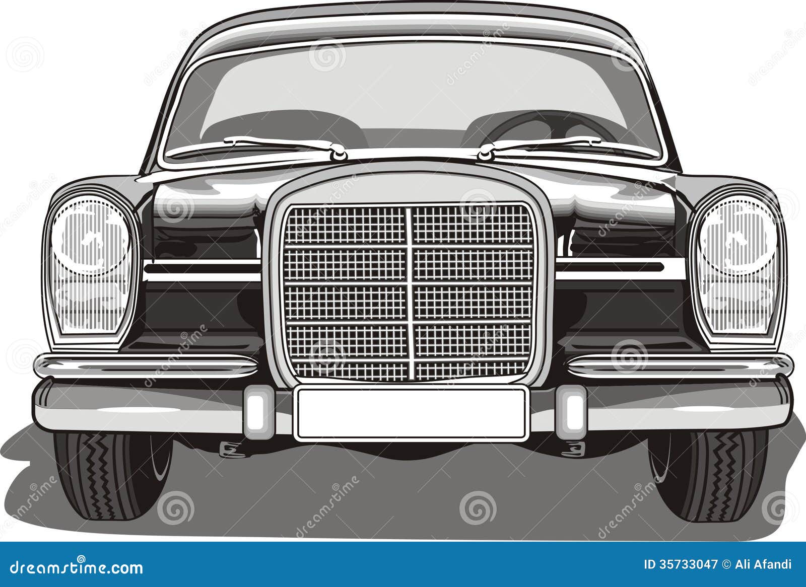 Oud auto vooraanzicht vector illustratie. Illustration of wijnoogst ...