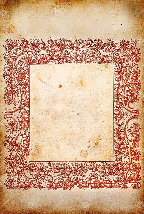 Oud Document Met Rood Kader Stock Foto - Image of kleur, folie: 39605748