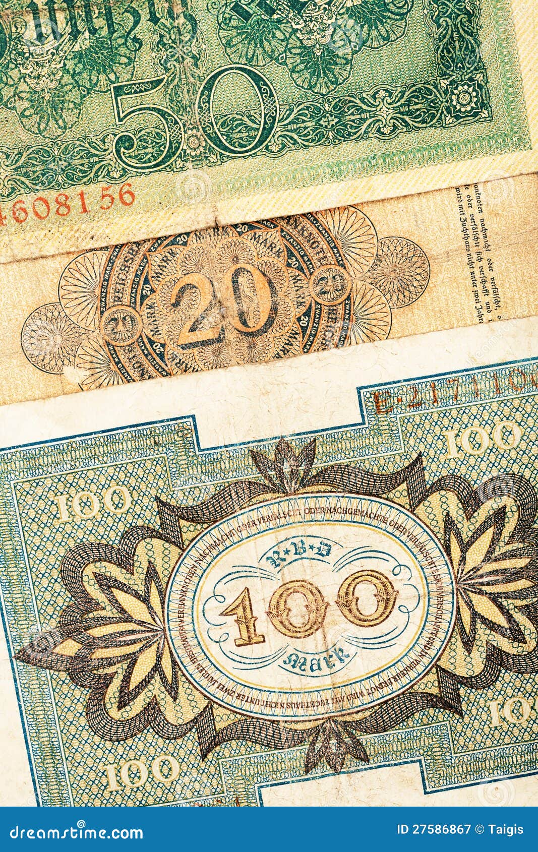 Oud Duits geld stock afbeelding. Image of militair, honderd - 27586867