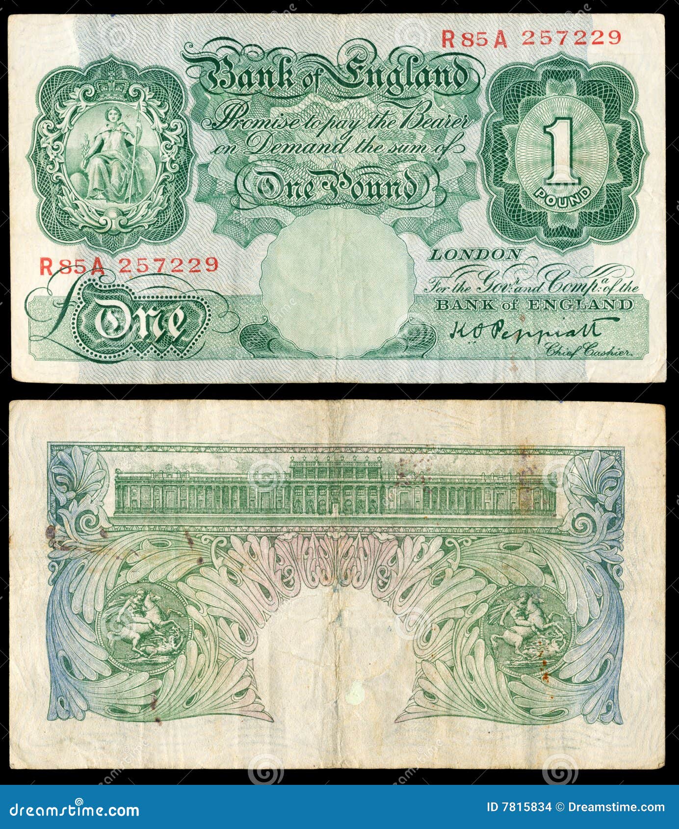Oud Engels bankbiljet stock foto. Image of gevormd, nota - 7815834