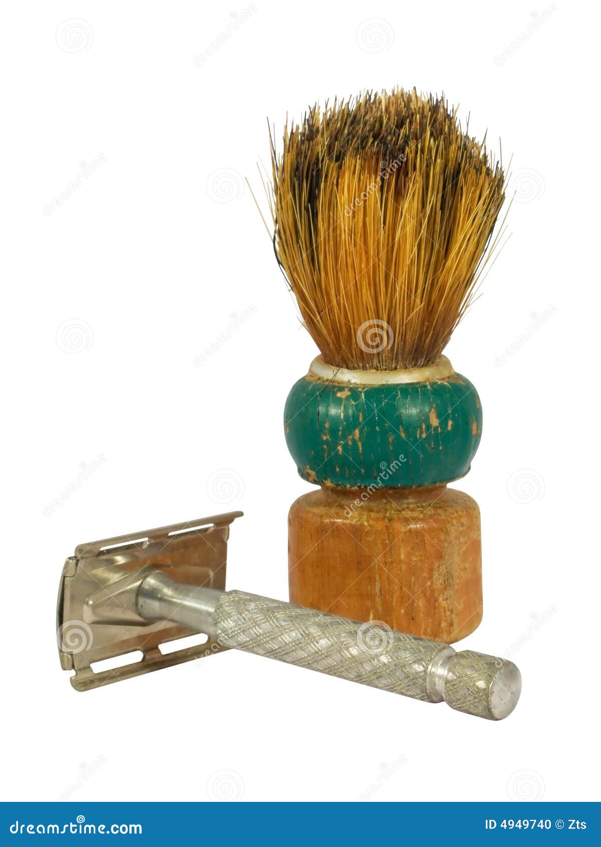 Oud Het Scheren Borstel En Scheermes Stock Foto - Image of wijnoogst ...