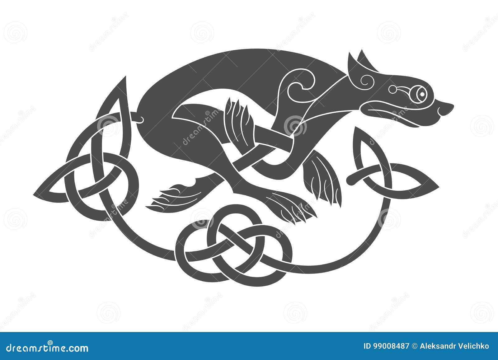 Oud Keltisch Mythologisch Symbool Van Wolf, Hond, Dier Vector ...