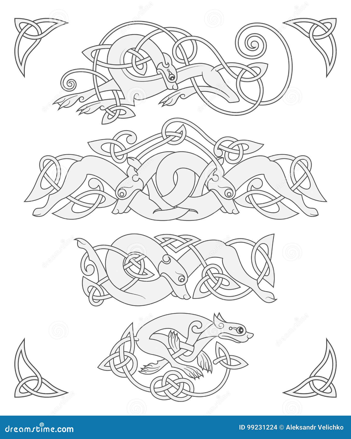 Oud Keltisch Mythologisch Symbool Van Wolf, Hond, Dier Vector ...