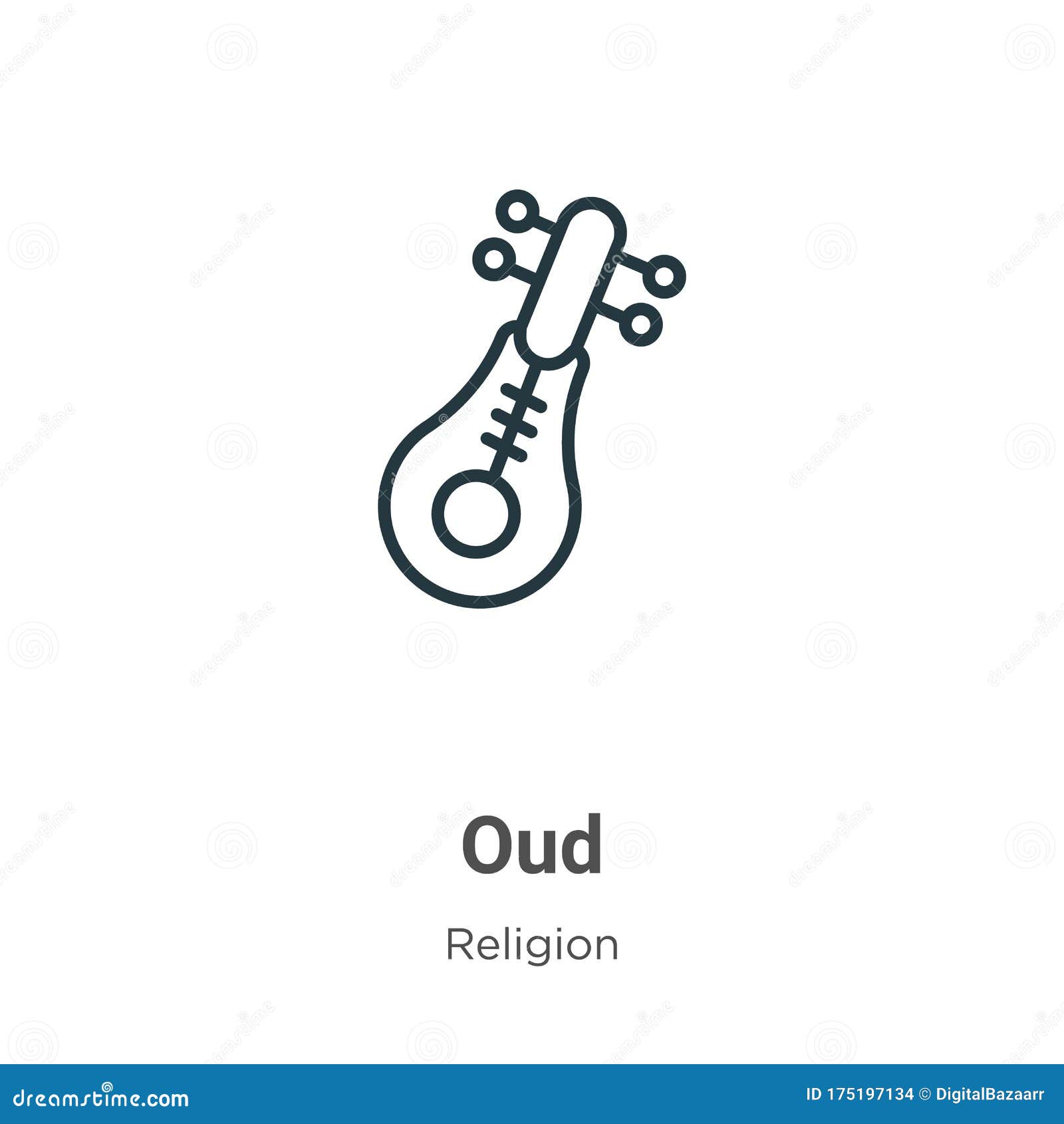 Oud Outline Vector Icon. Thin Line Black Oud Icon, Flat Vector Simple ...