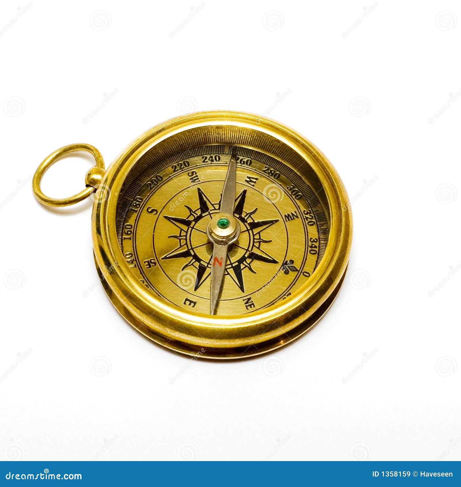 Oud stijl gouden kompas stock afbeelding. Image of exploratie - 1358159