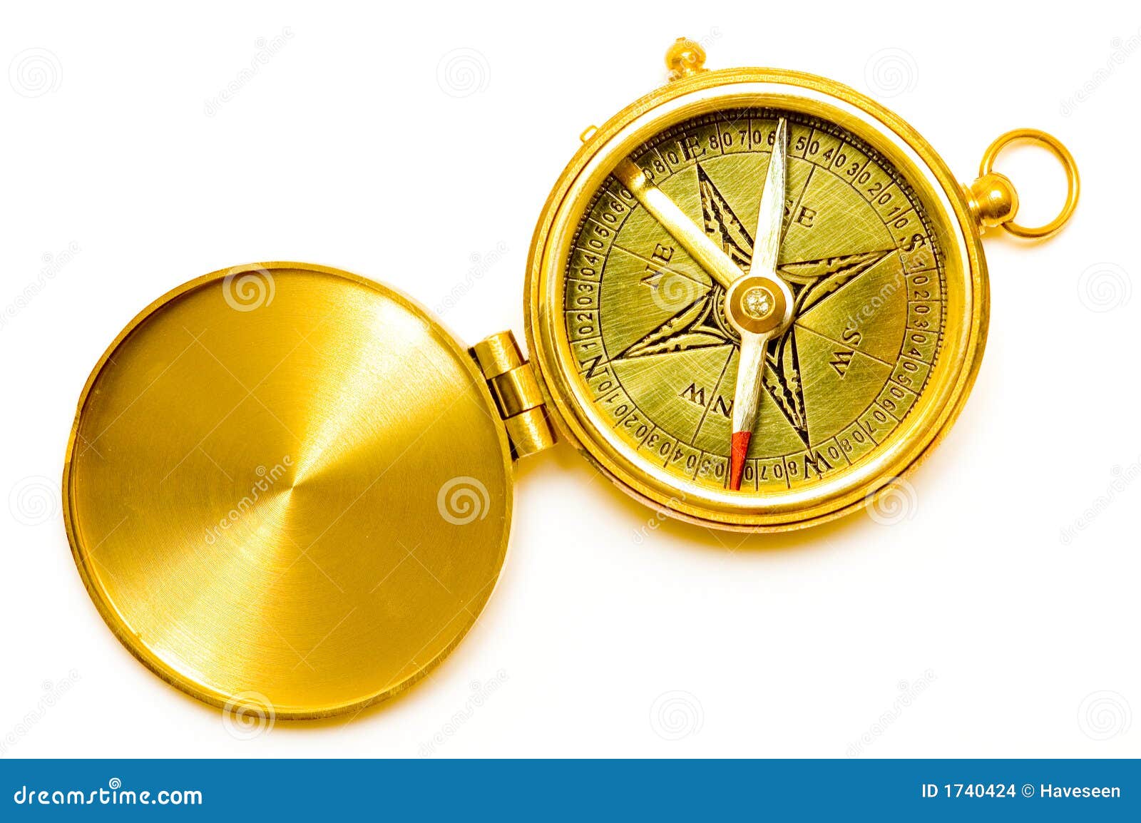 Oud stijl gouden kompas stock foto. Image of noord, lokaliseren - 1740424