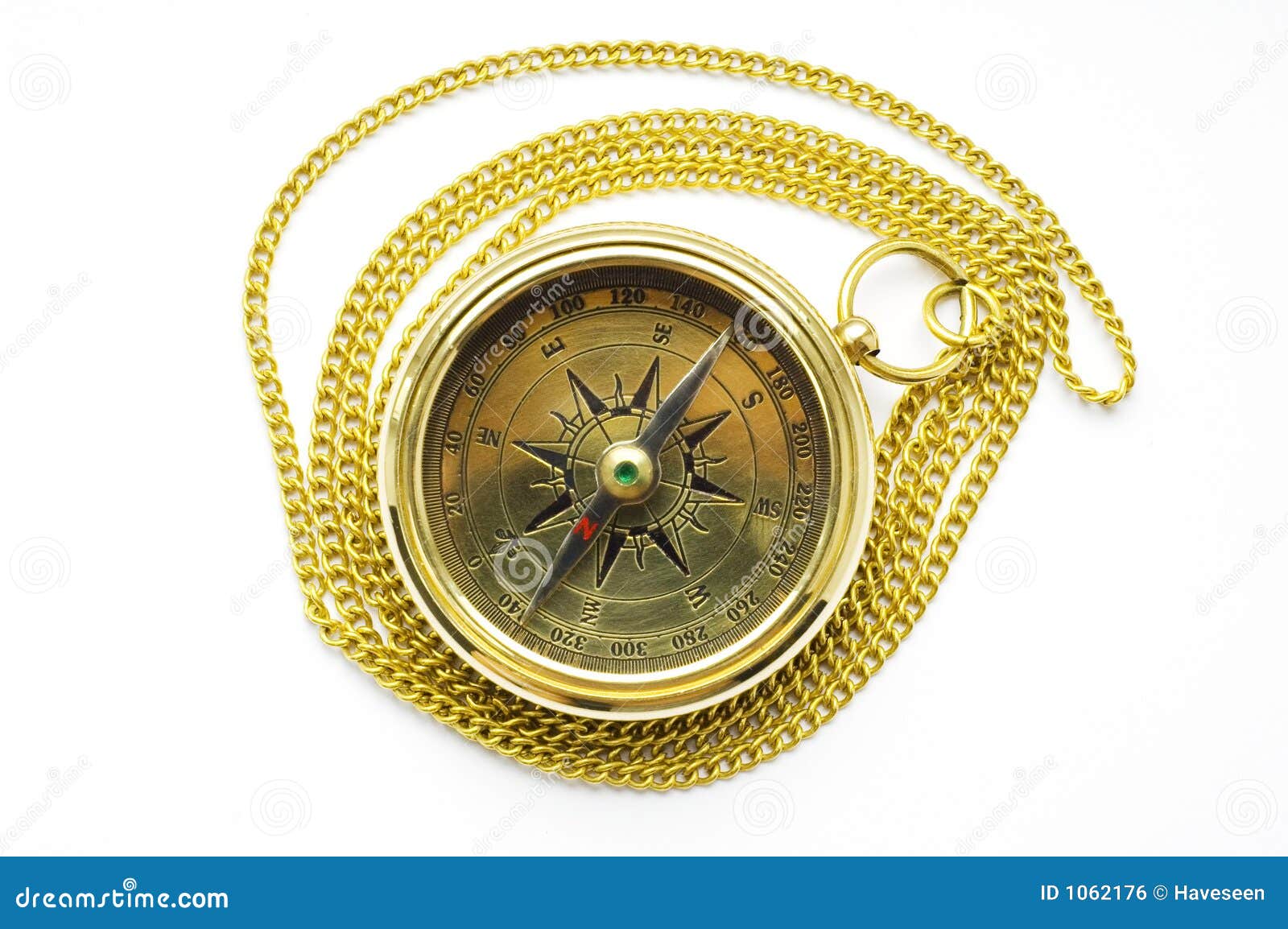 Oud Stijl Gouden Kompas Met Ketting Stock Foto - Image of overdrijf ...