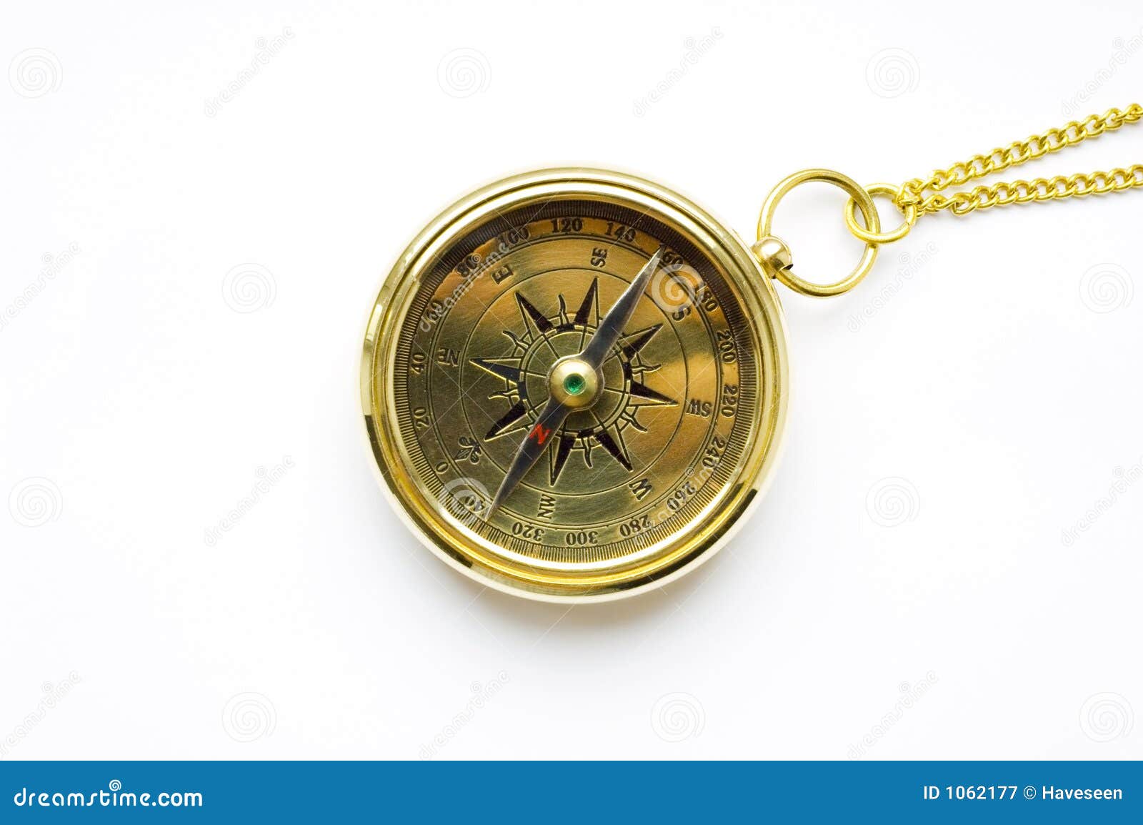 Oud Stijl Gouden Kompas Met Ketting Stock Afbeelding - Image of kompas ...