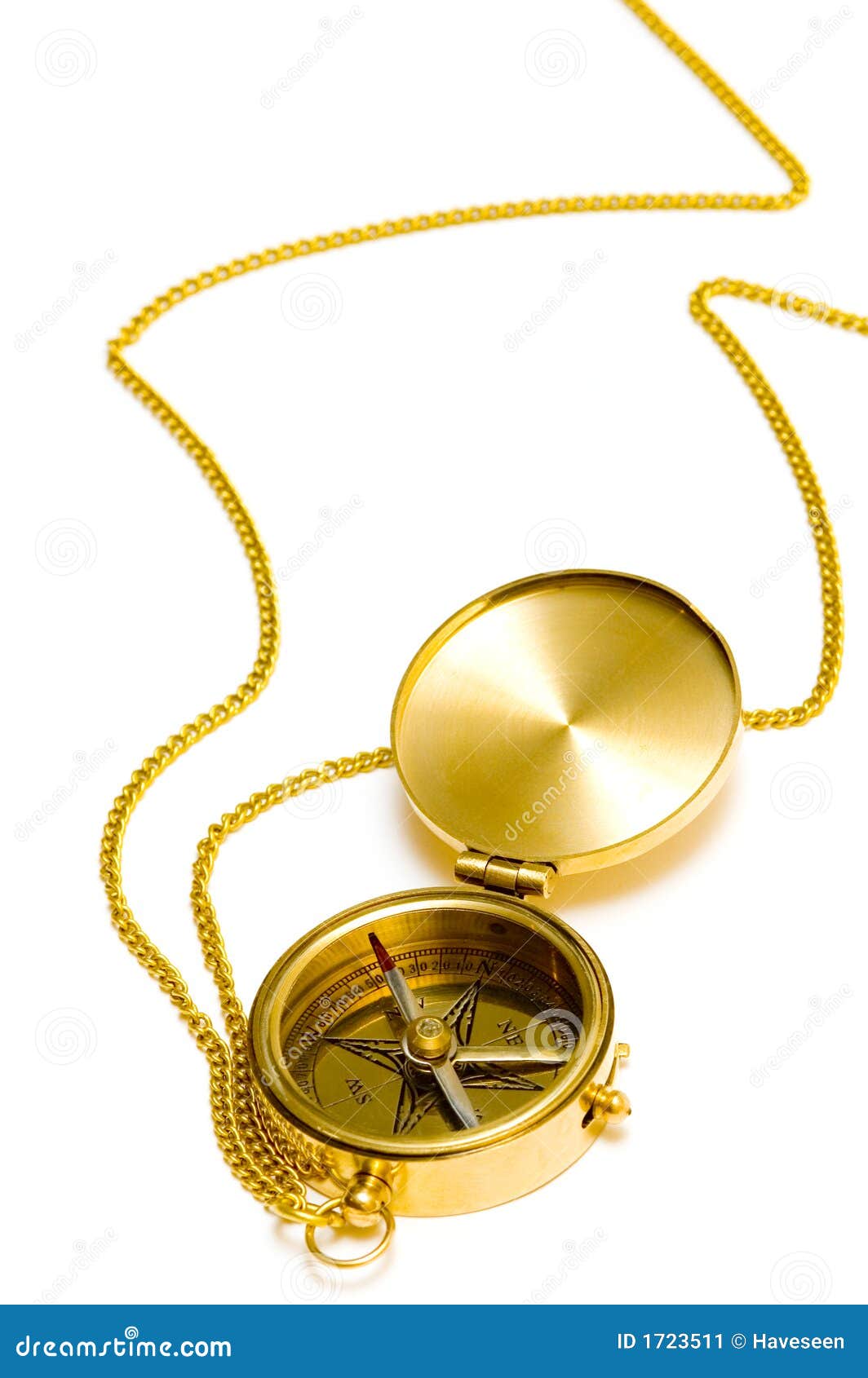 Oud Stijl Gouden Kompas Met Ketting Stock Afbeelding - Image of ...