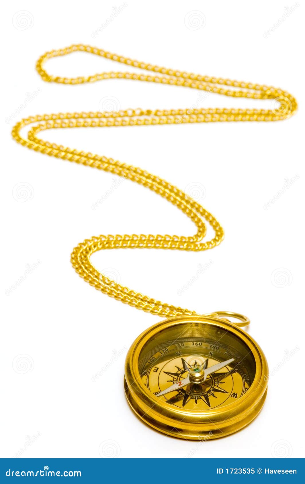 Oud Stijl Gouden Kompas Met Ketting Stock Afbeelding - Image of noord ...