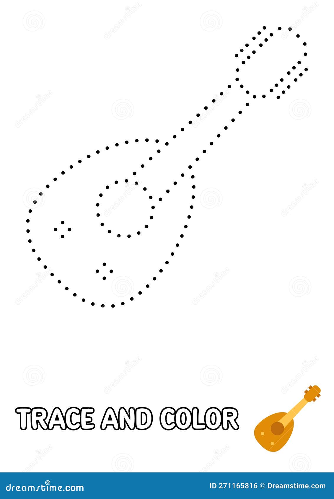 Oud Tracing and Coloring Worksheet for Kids Stock Illustration ...