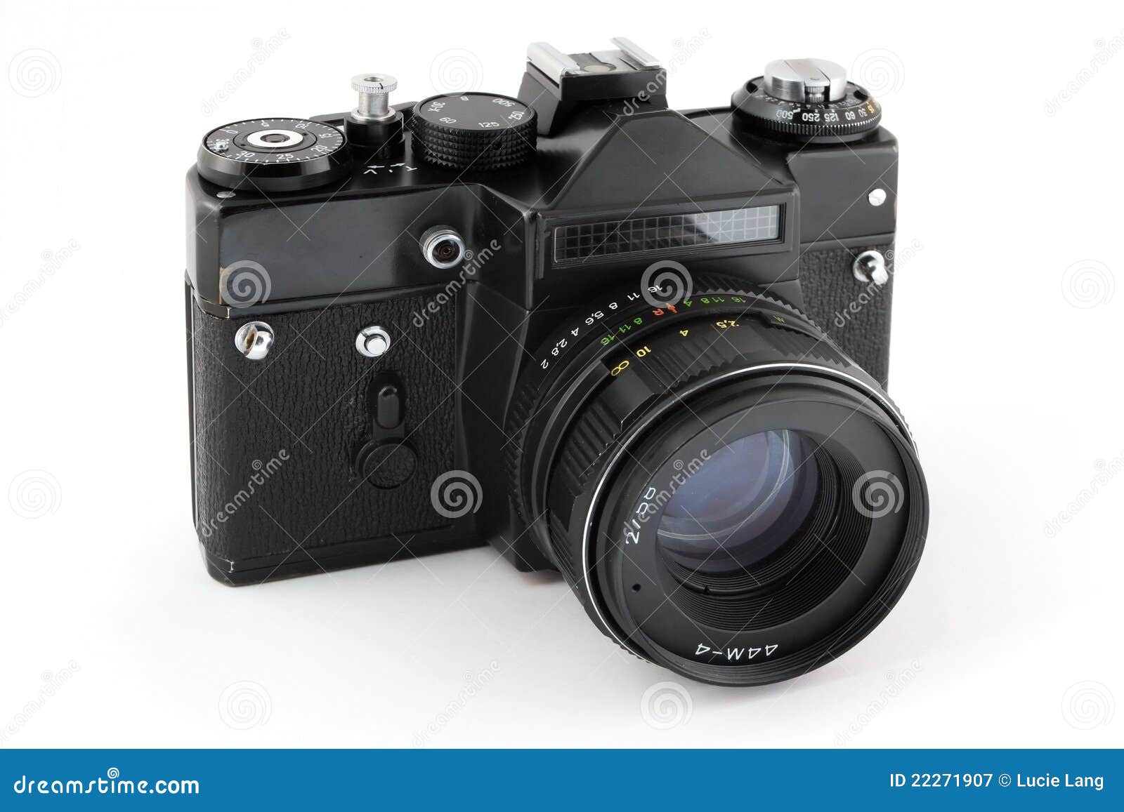 Oude 35mm Filmcamera Over Wit Stock Afbeelding - Image of zwart, media ...