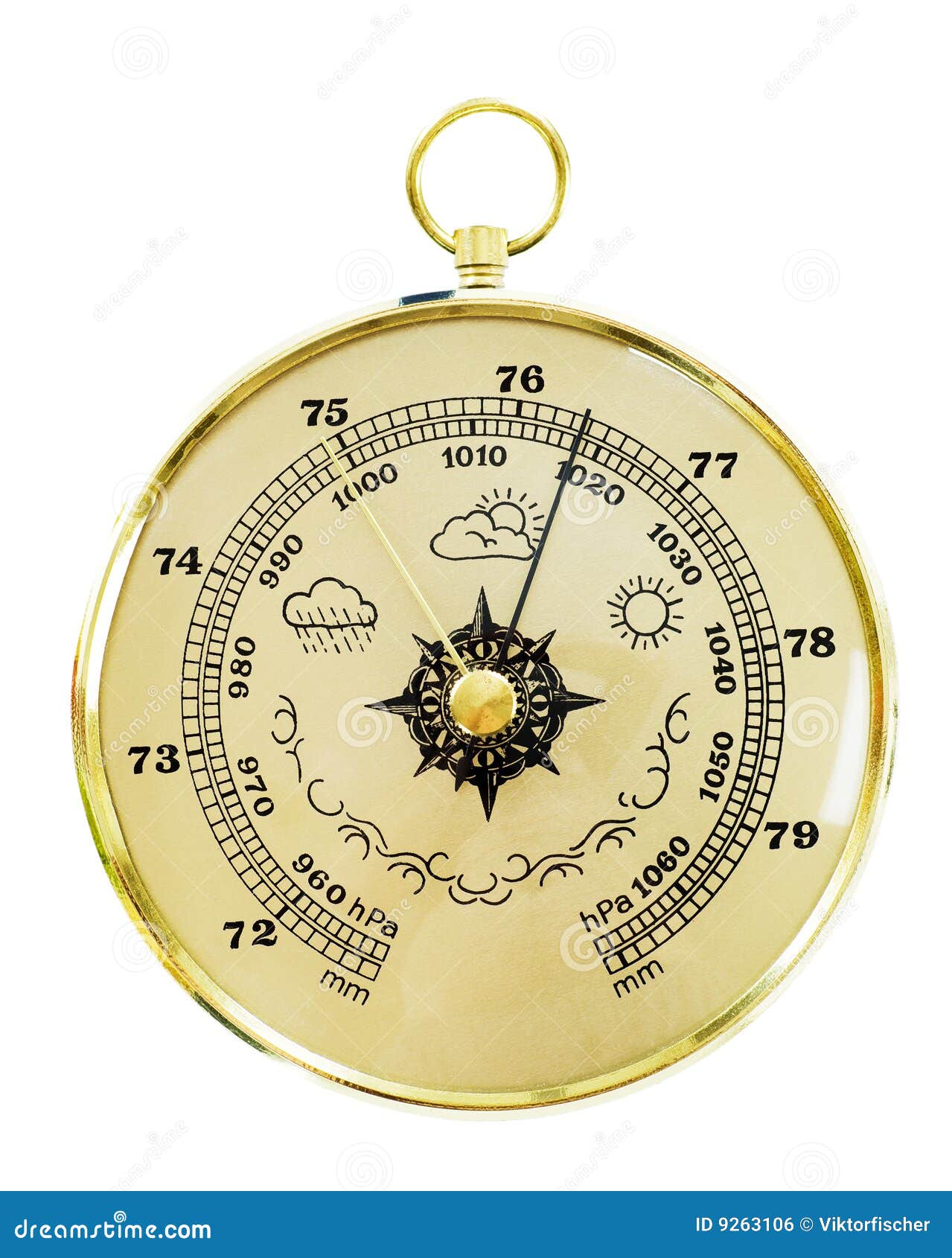 Oude barometer stock foto. Image of één, voorwerp, druk - 9263106