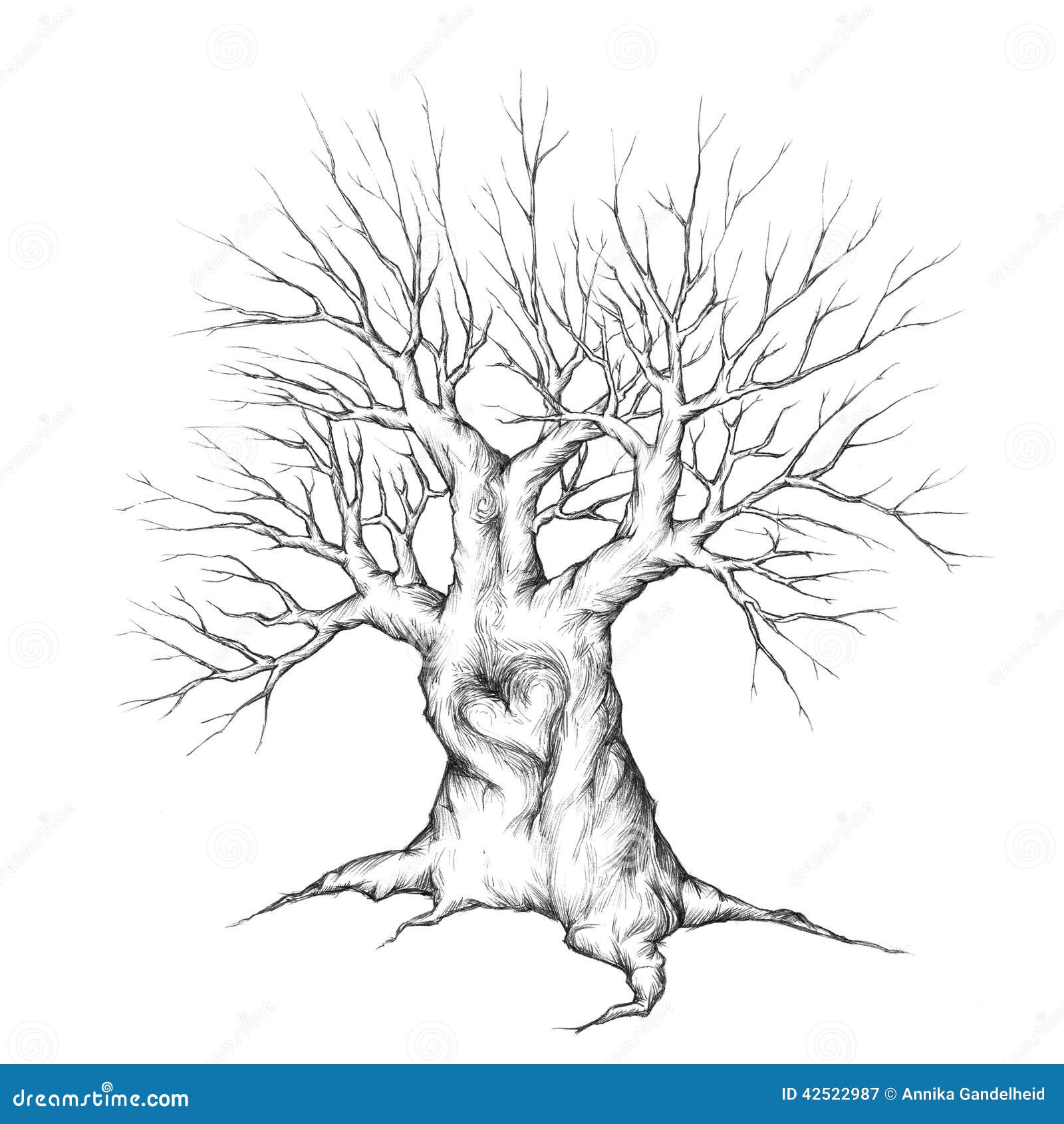 Oude Boom met hart stock illustratie. Illustration of vingerafdruk ...