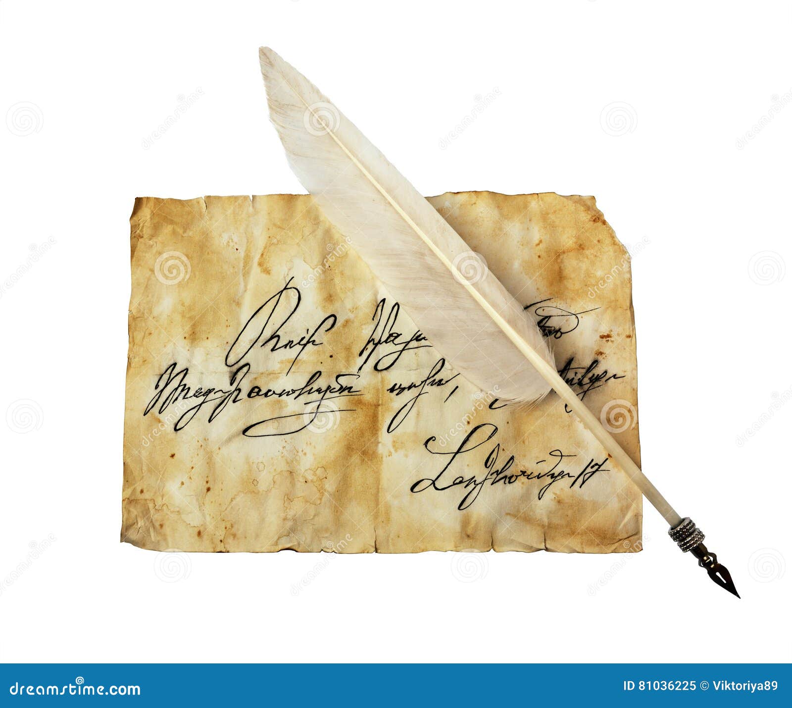 Oude Brief Met Uitstekend Handschrift En Veer Stock Afbeelding - Image ...