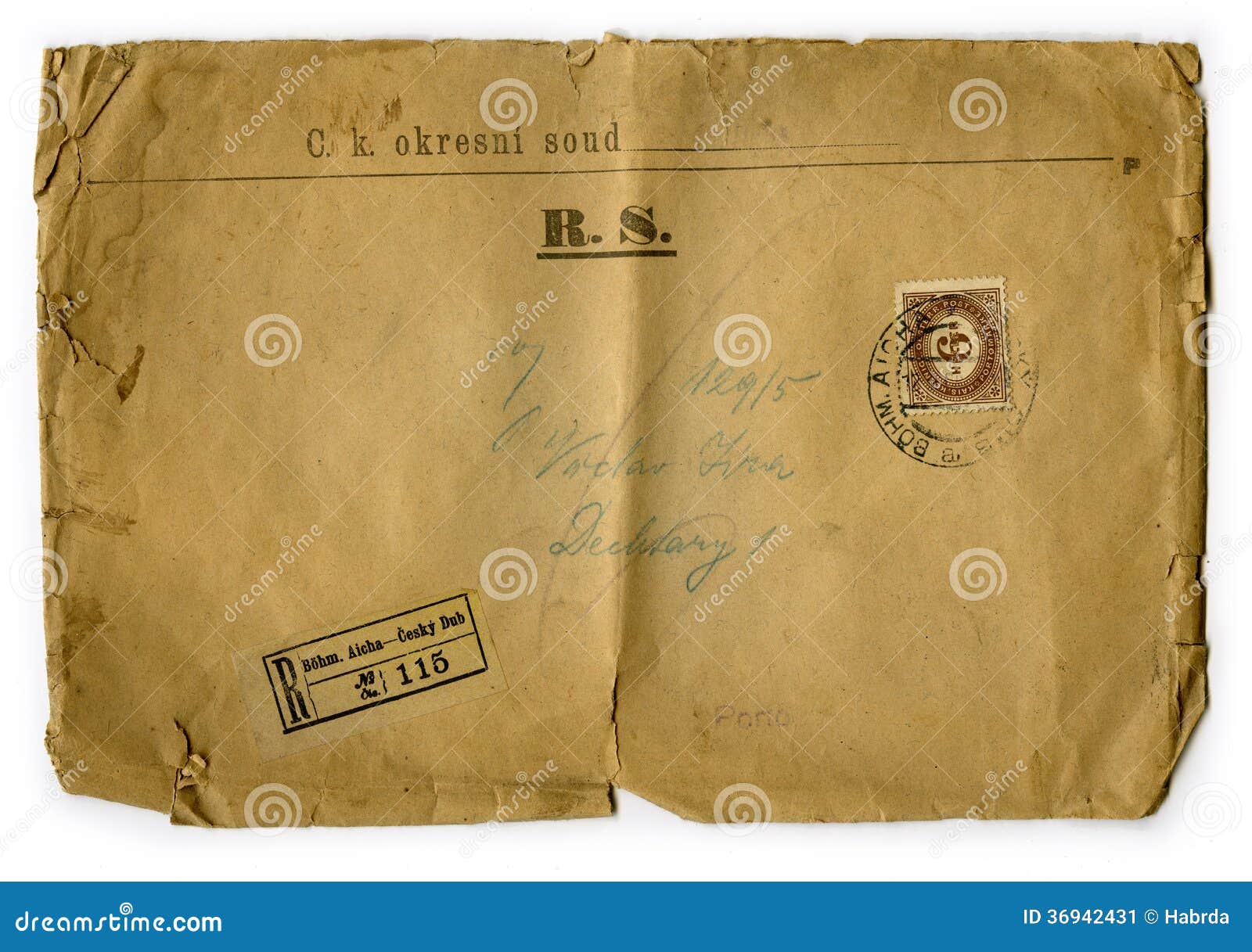 Oude Brief 1870, Tsjechische Republiek Stock Illustratie - Illustration ...