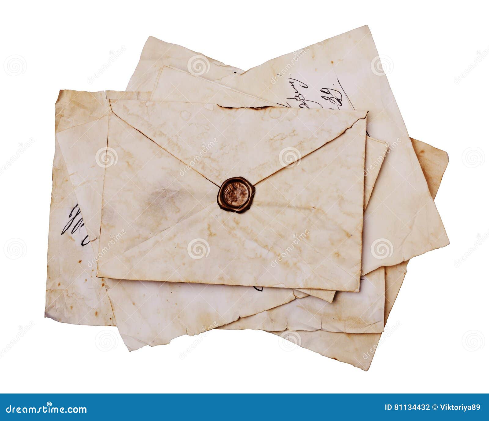 Oude Brieven En Envelop Met Verbindingswas Stock Foto - Image of kaart ...