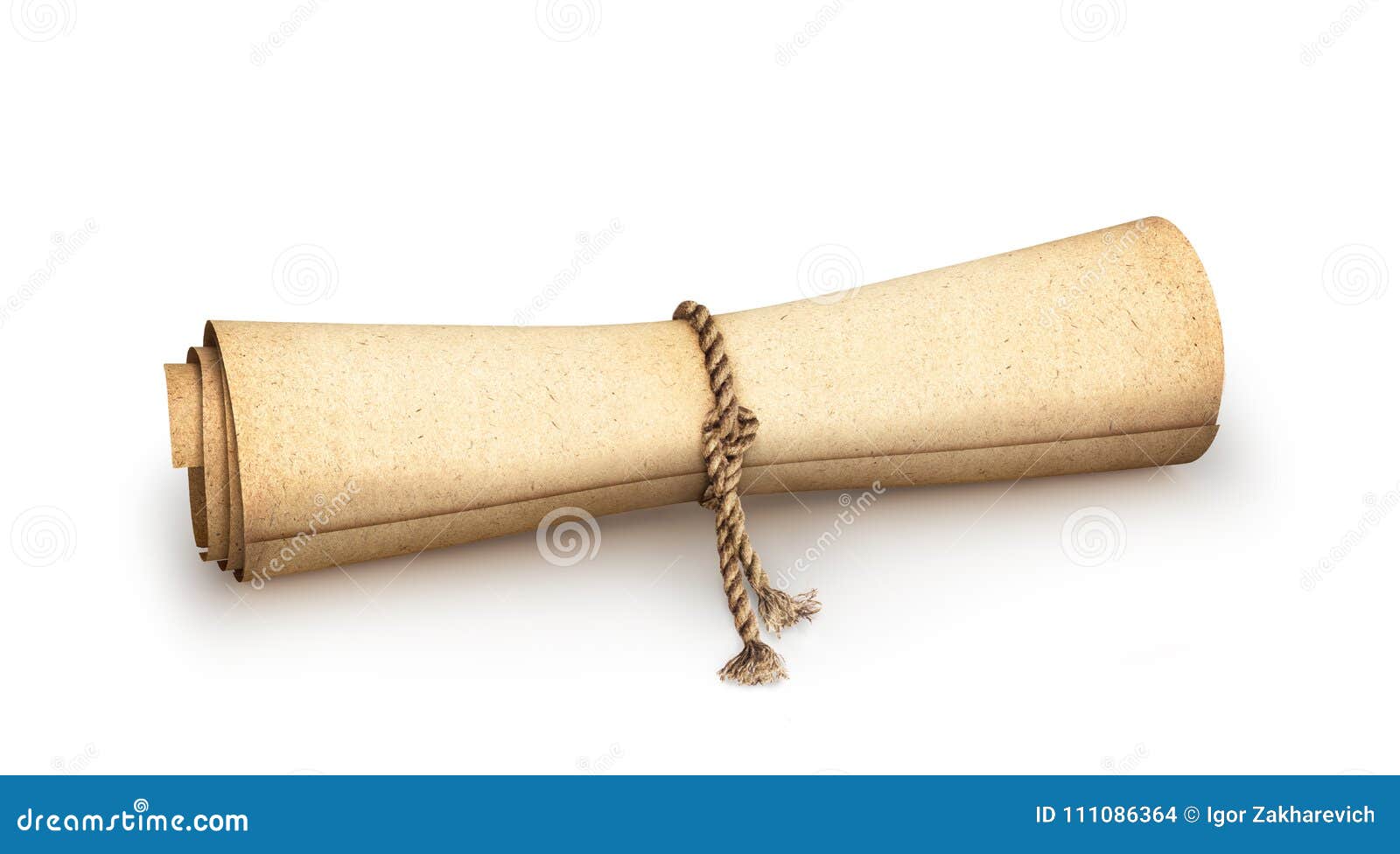 Oude Die Document Rol Over Witte Achtergrond Wordt Geïsoleerd 3d Stock ...