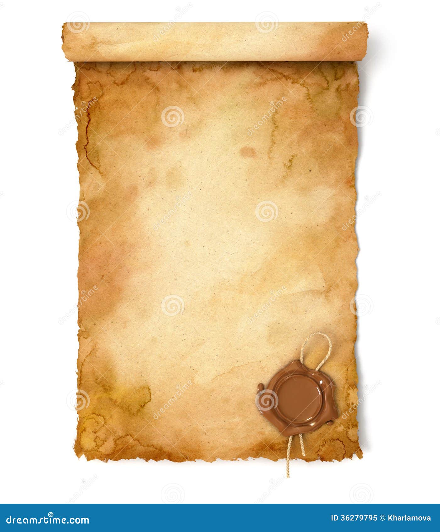Oude Document Rol Met Wasverbinding Stock Afbeelding - Image of etiket ...
