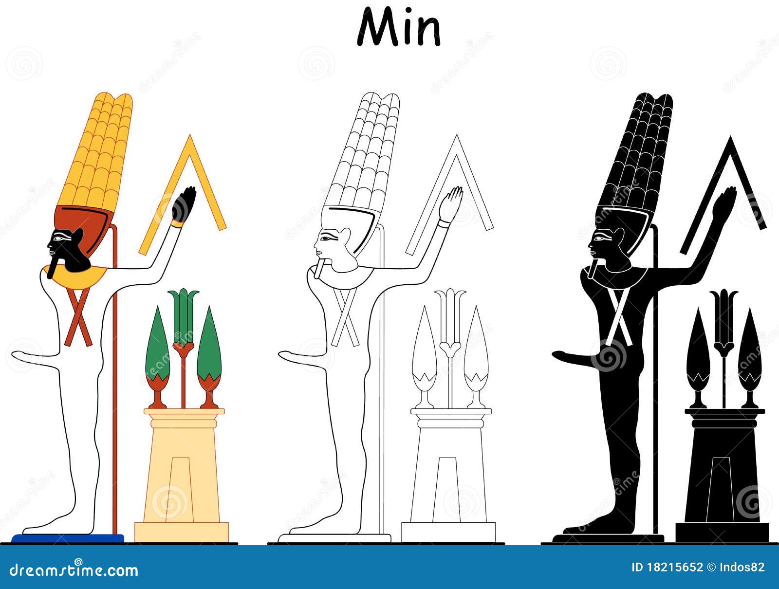 Oude Egyptische god - Min vector illustratie. Illustration of kleurrijk ...