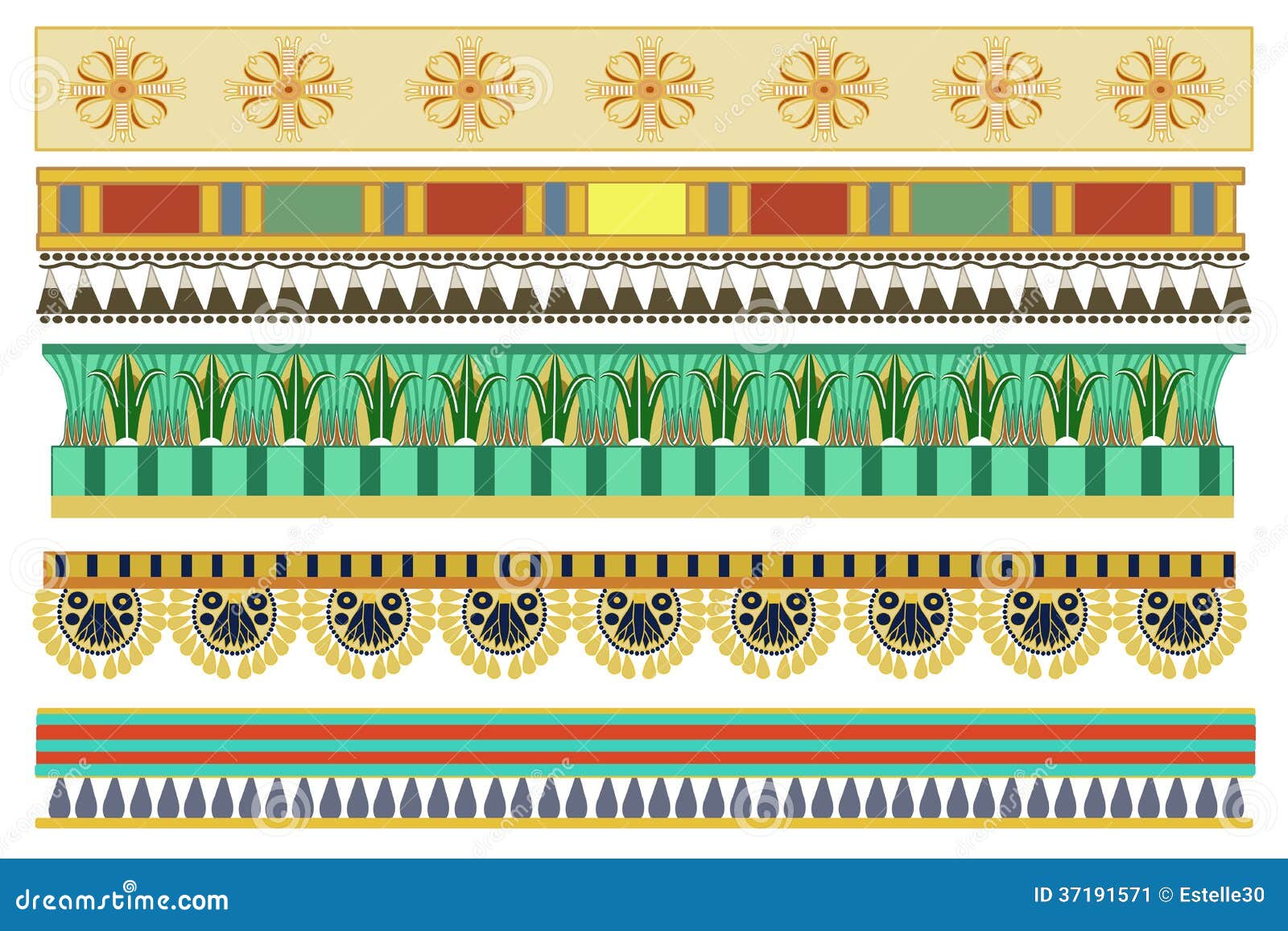 Oude Egyptische Patroonontwerpen Stock Illustratie - Illustration of ...