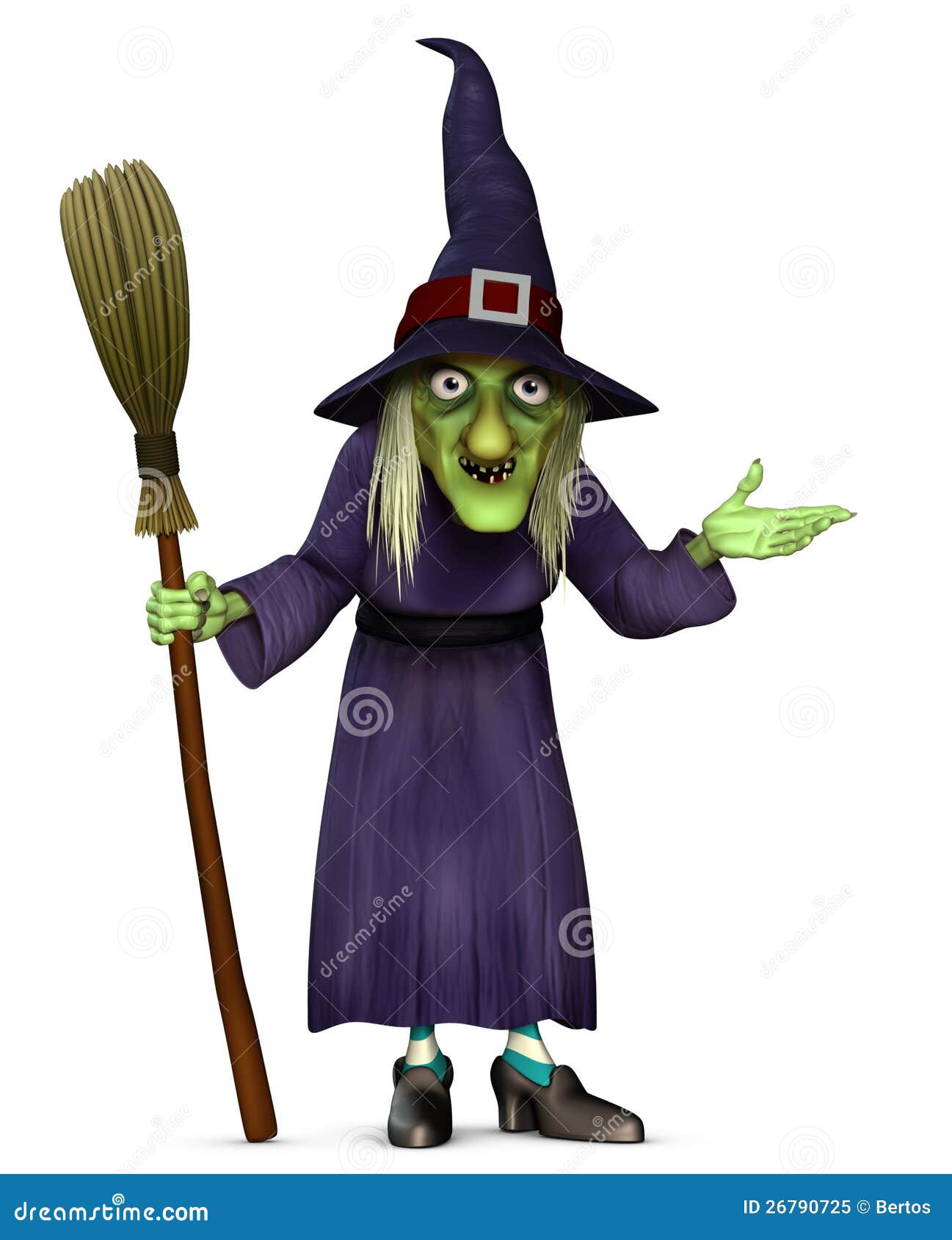 Oude feeks met bezem stock illustratie. Illustration of hoed - 26790725