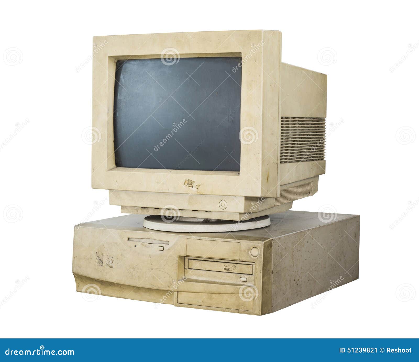 Oude geïsoleerde computer stock afbeelding. Image of antiquiteit - 51239821